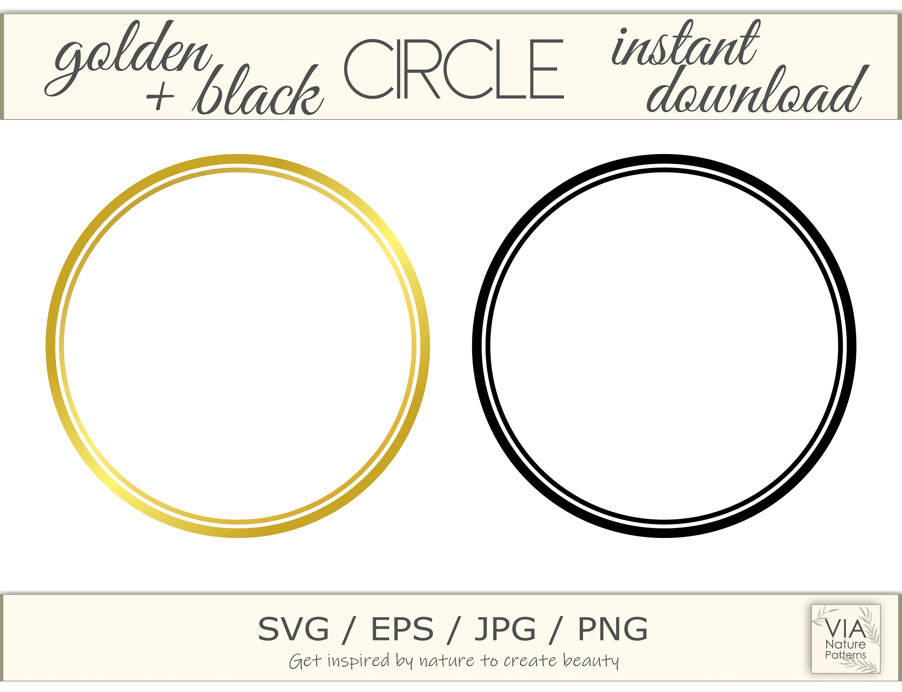 Golden Black Circle SVG, Round Frame Svg, Circle Sketch Svg, Circle ...