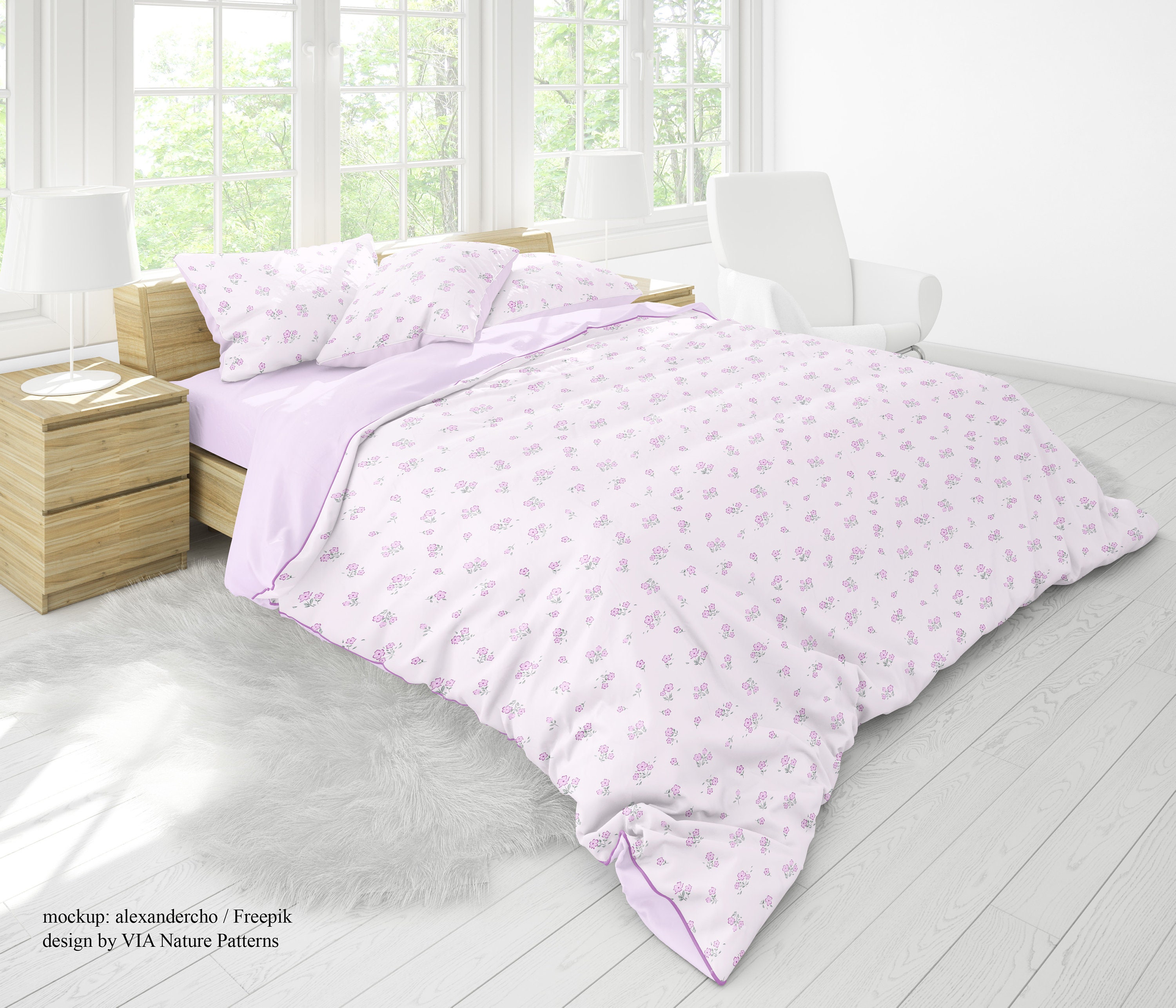 Ditsy Floral Violet Seamless Pattern Wildflowers Fabric Design Vintage ...