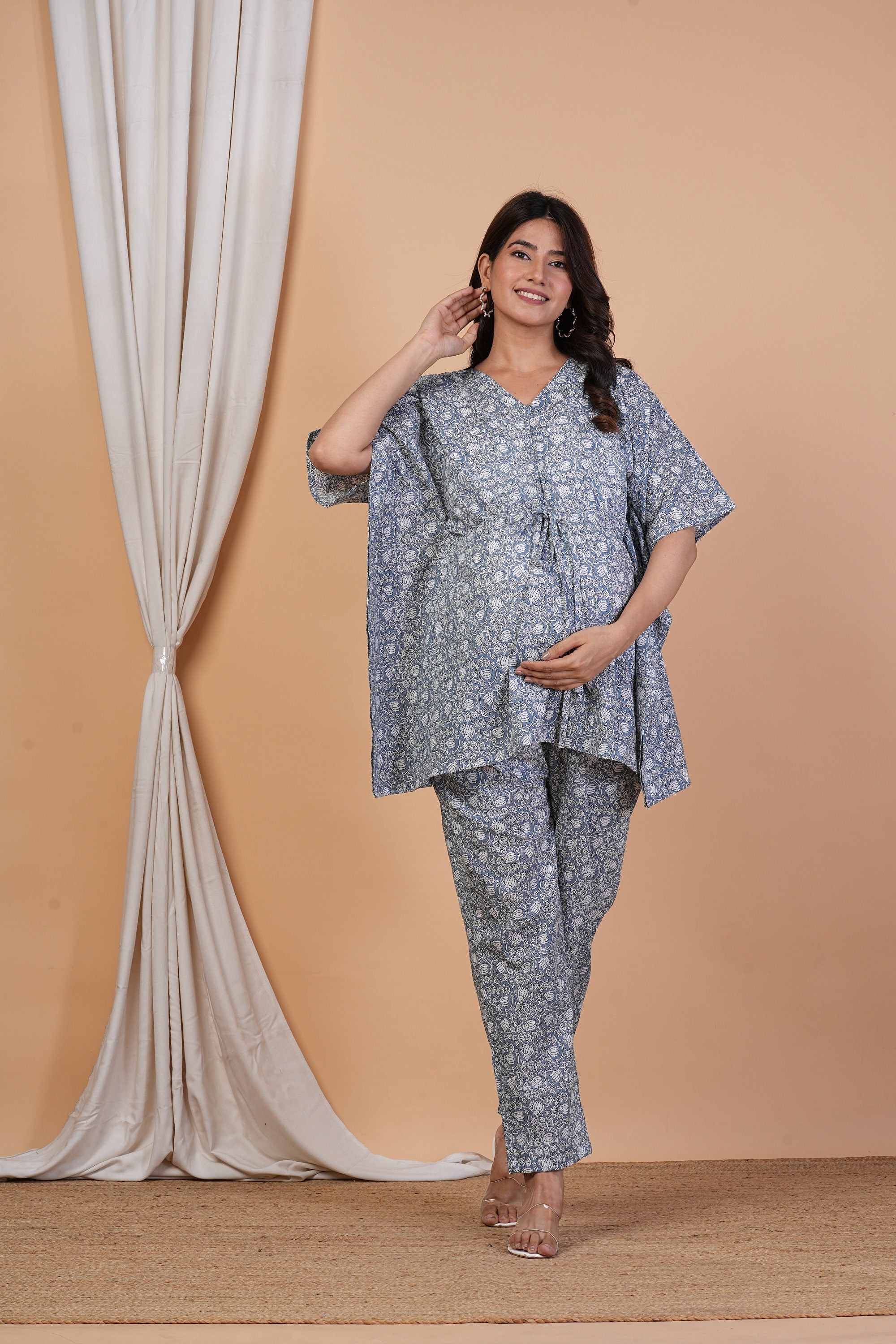 Floral Print Maternity Nursing Lounge Wear Set, Maternity Pjs Set ...