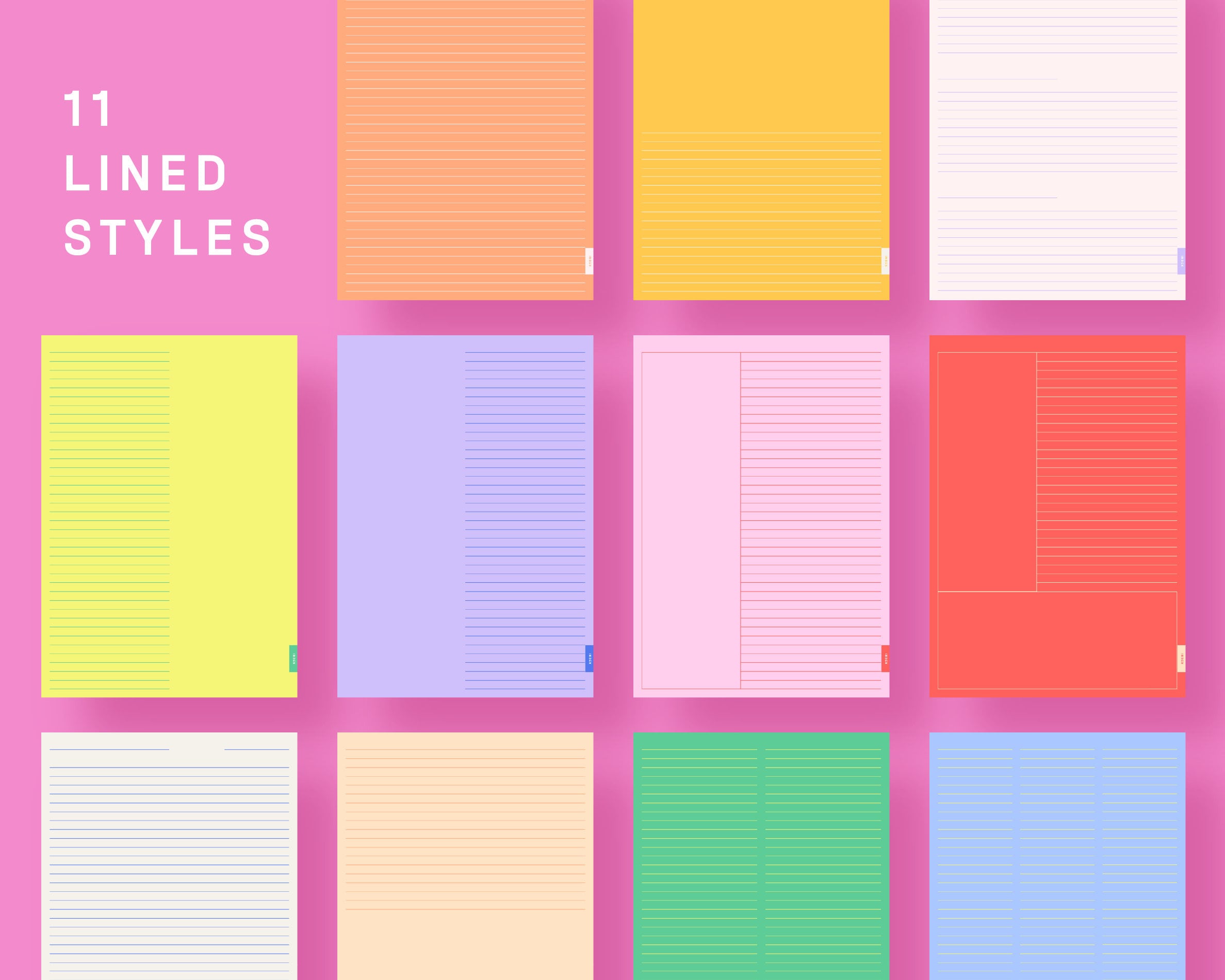 Bright Colorful Digital Notebook Paper: 20 Styles (digital Download) - Etsy