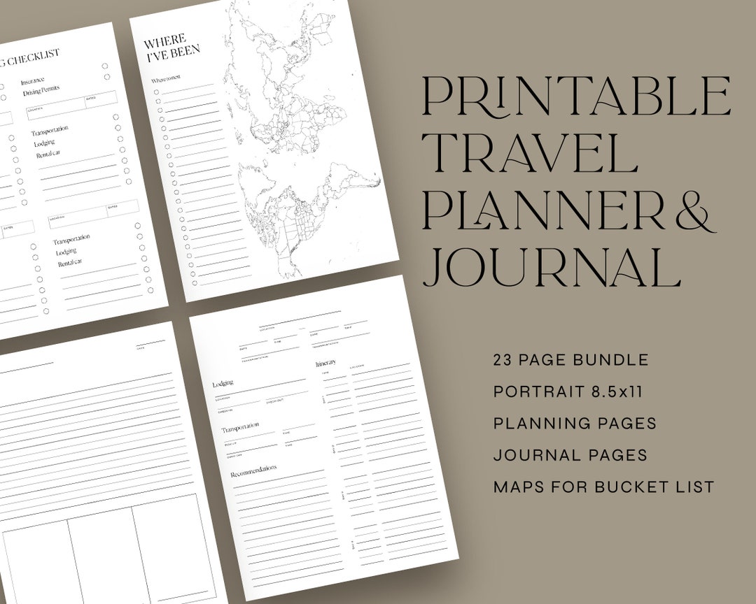 Travel Planner Journal Printable, Trip Plan, Vacation Journal Print ...