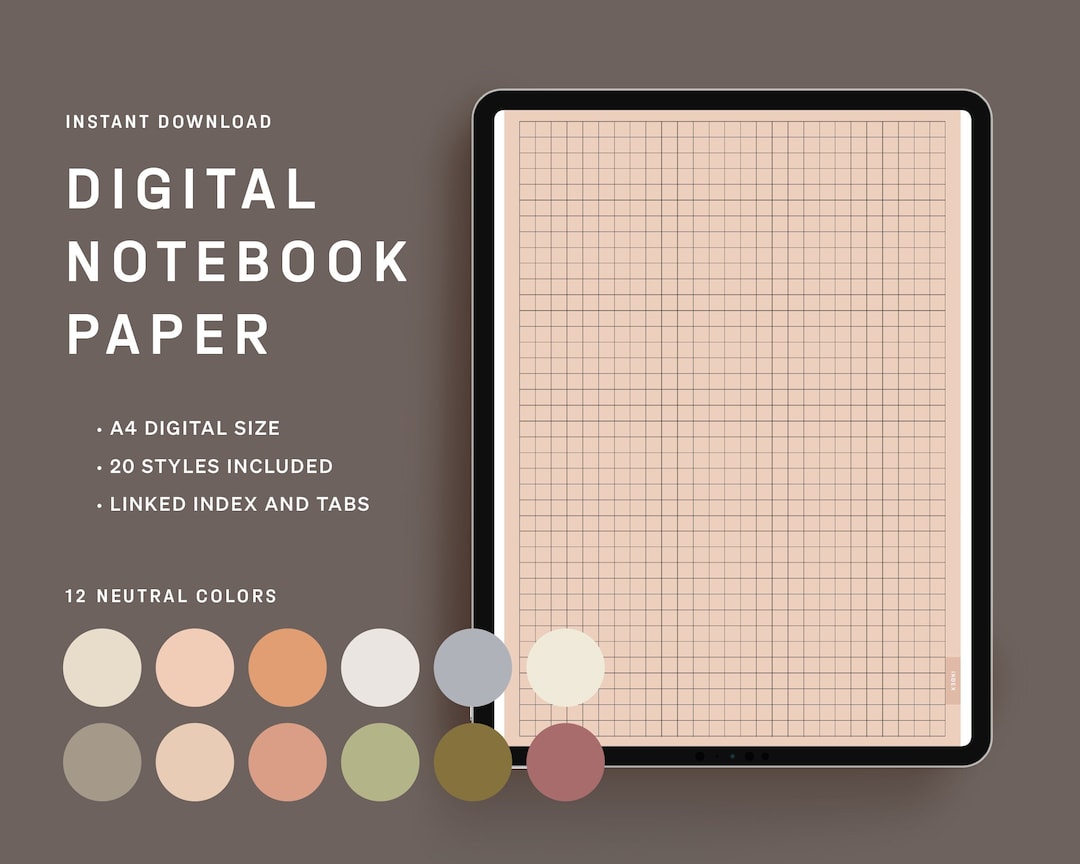Digital Notebook Paper Neutral, Tablet Notebook Paper, Digital Graph ...