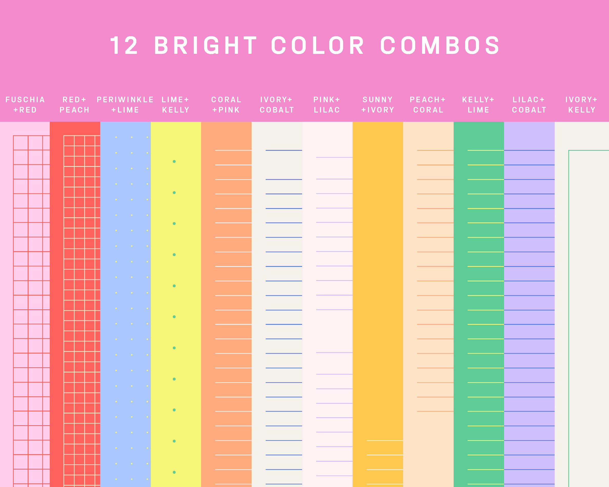 Bright Colorful Digital Notebook Paper: 20 Styles (digital Download) - Etsy