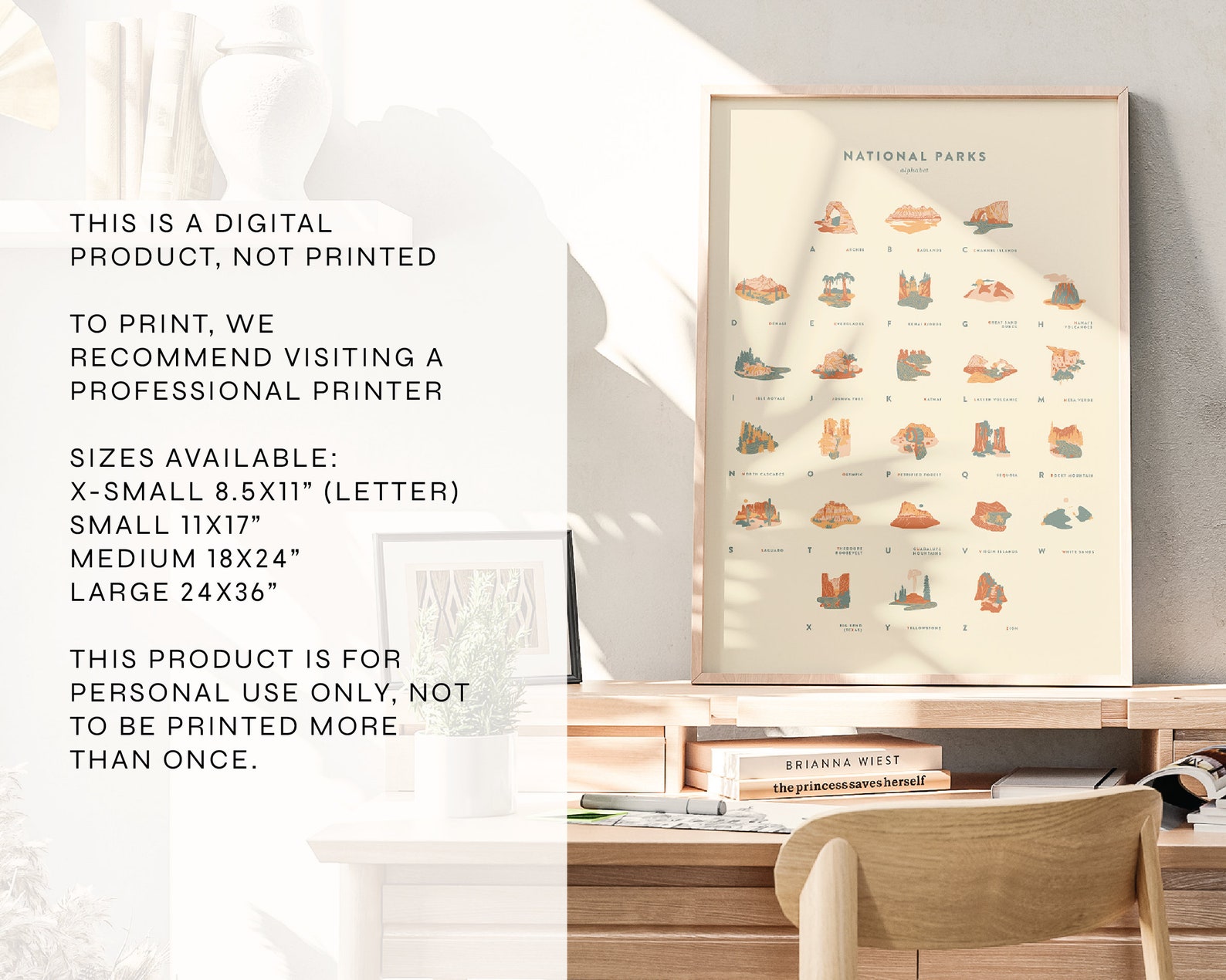 National Parks Alphabet Art Print: Nature Nursery Decor (digital ...