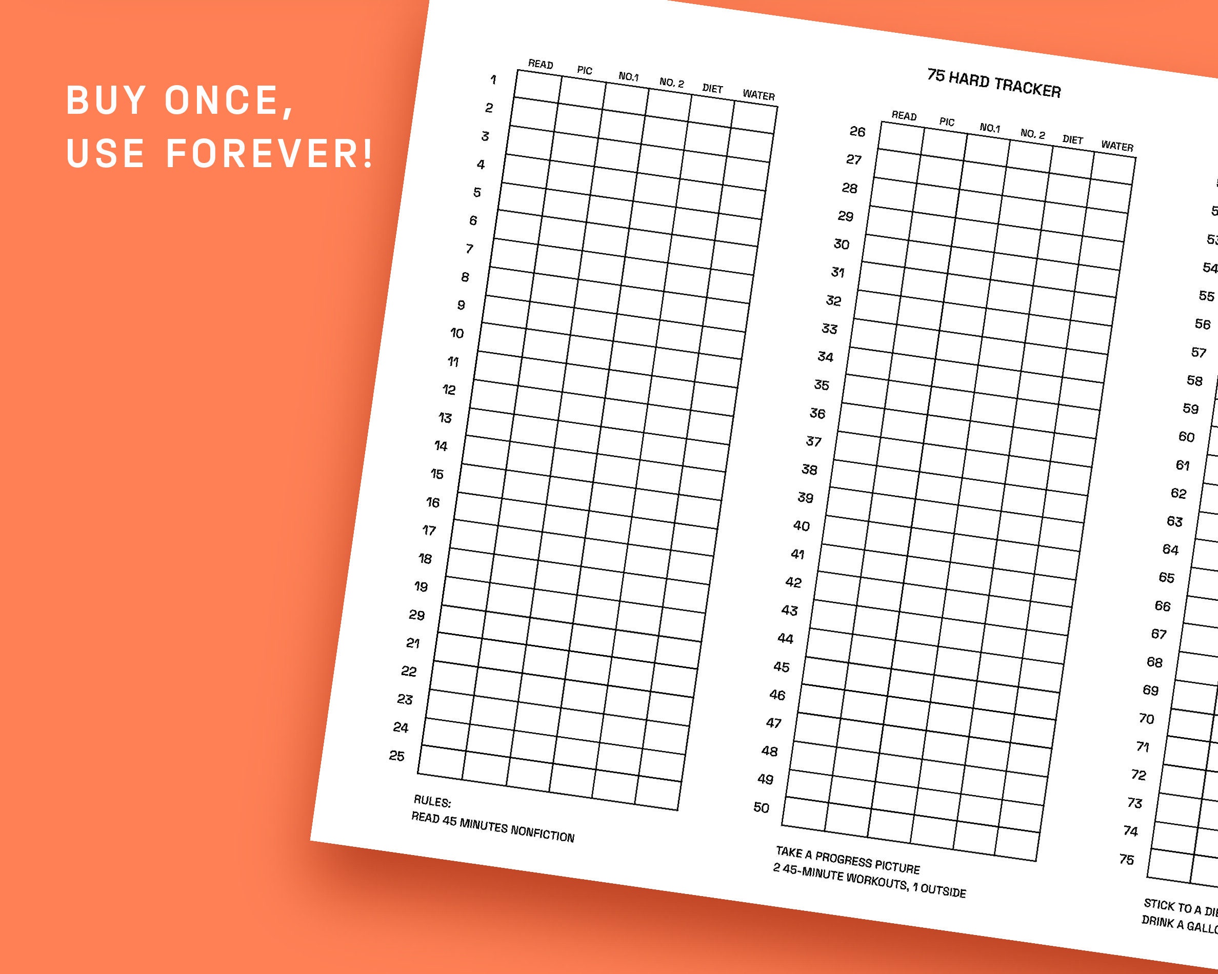 75 Hard Tracker Editable Template Minimalist 75 Hard - Etsy Canada