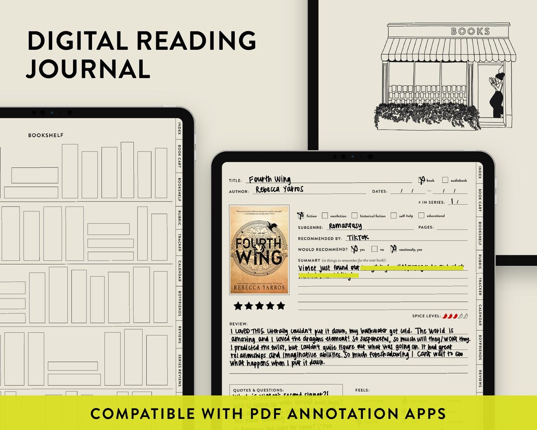 Customizable Reading Journal: Book Review Tracker (hyperlinked PDF) - Etsy