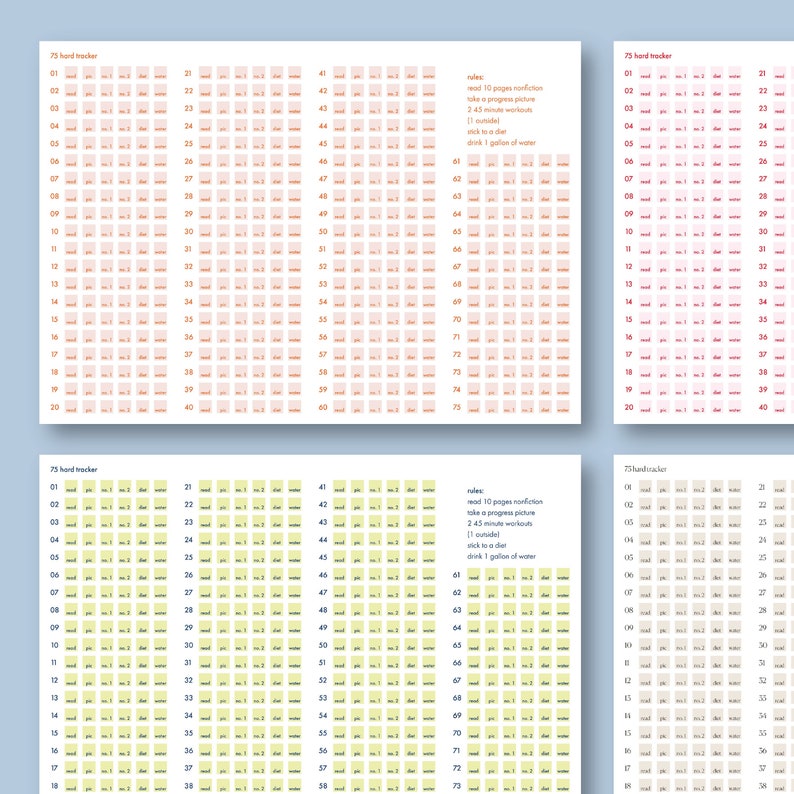 75 Hard Tracker Printable Habit Tracker Minimalist PDF 75 Hard - Etsy