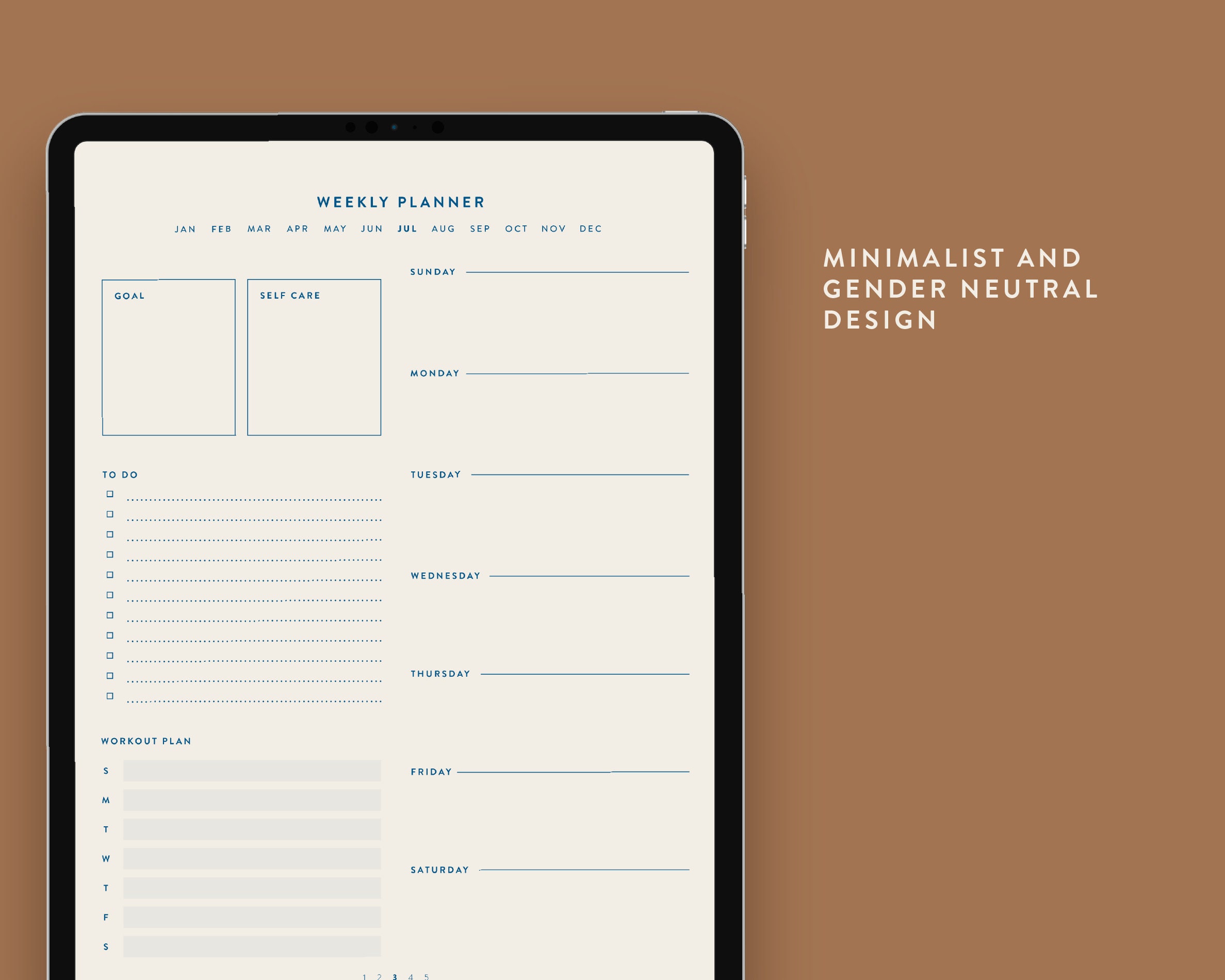Minimalist Digital Weekly Planner, iPad Week Planner, Tablet Planner ...