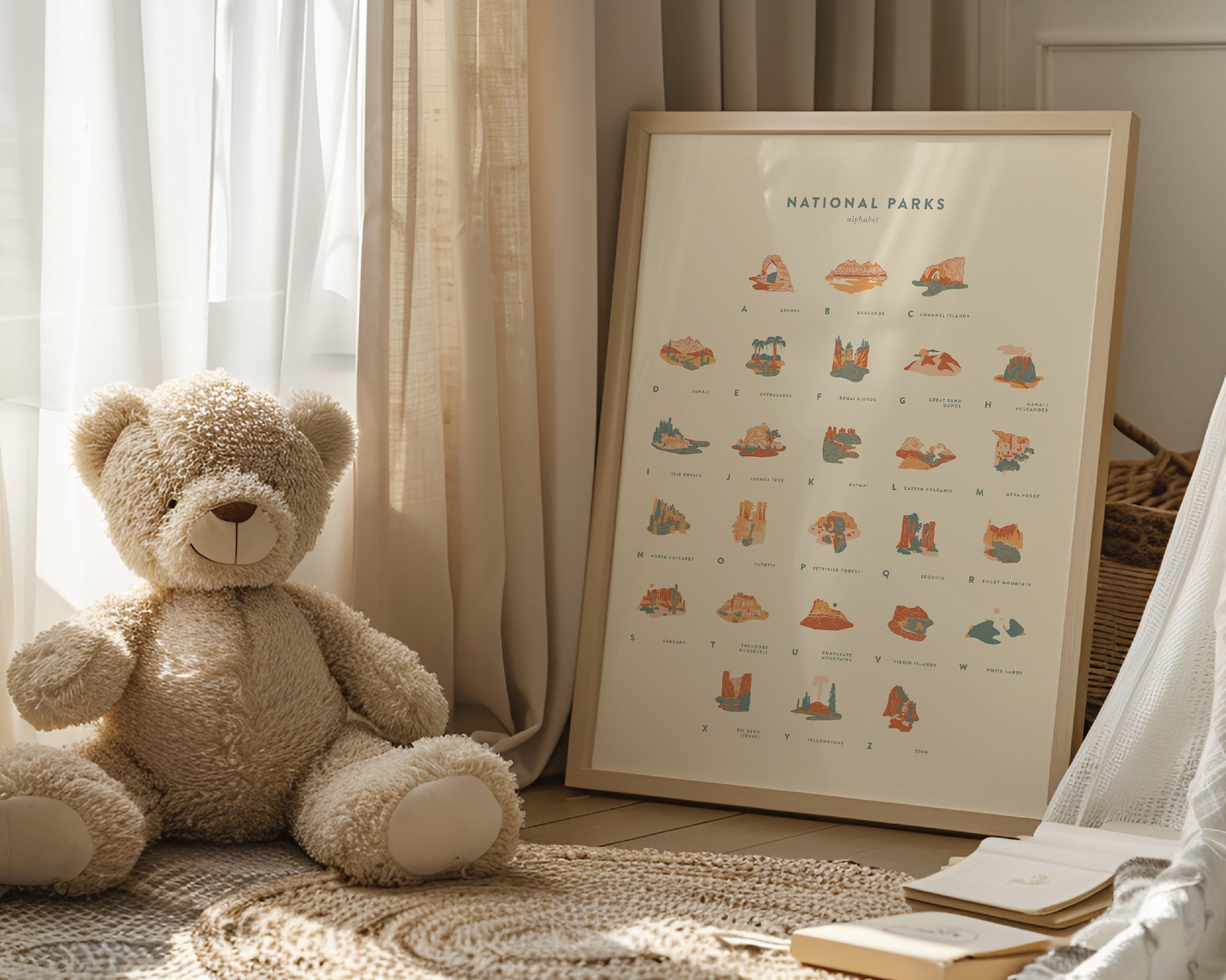 National Parks Alphabet Art Print: Nature Nursery Decor (digital ...