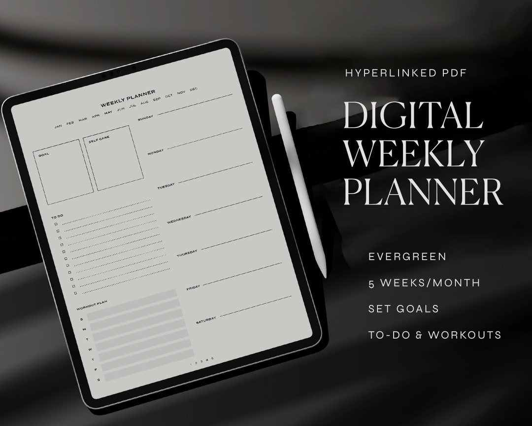 Digital Weekly Planner, iPad Minimalist Planner, Tablet Weekly Plan ...