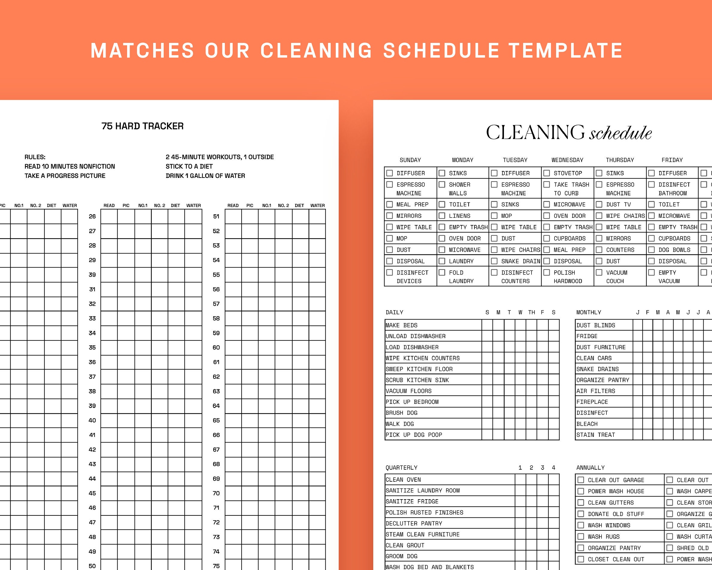 75 Hard Tracker Editable Template Minimalist 75 Hard - Etsy Canada