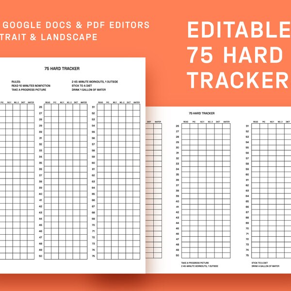 75 Hard Challenge Checklist - Etsy