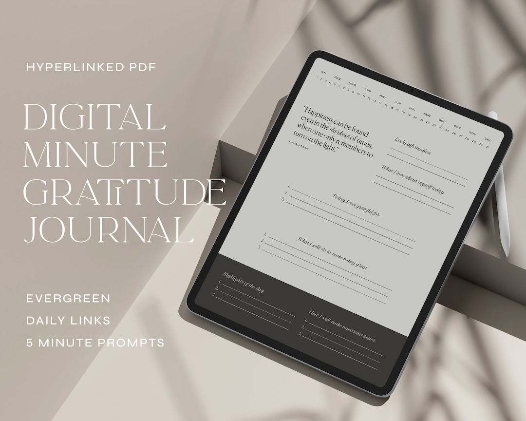 Gratitude Journal Digital, 5 Minute Gratitude Journal Minimalist ...