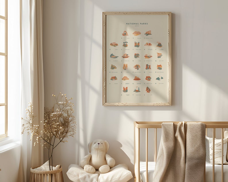National Parks Alphabet Art Print: Nature Nursery Decor (digital ...