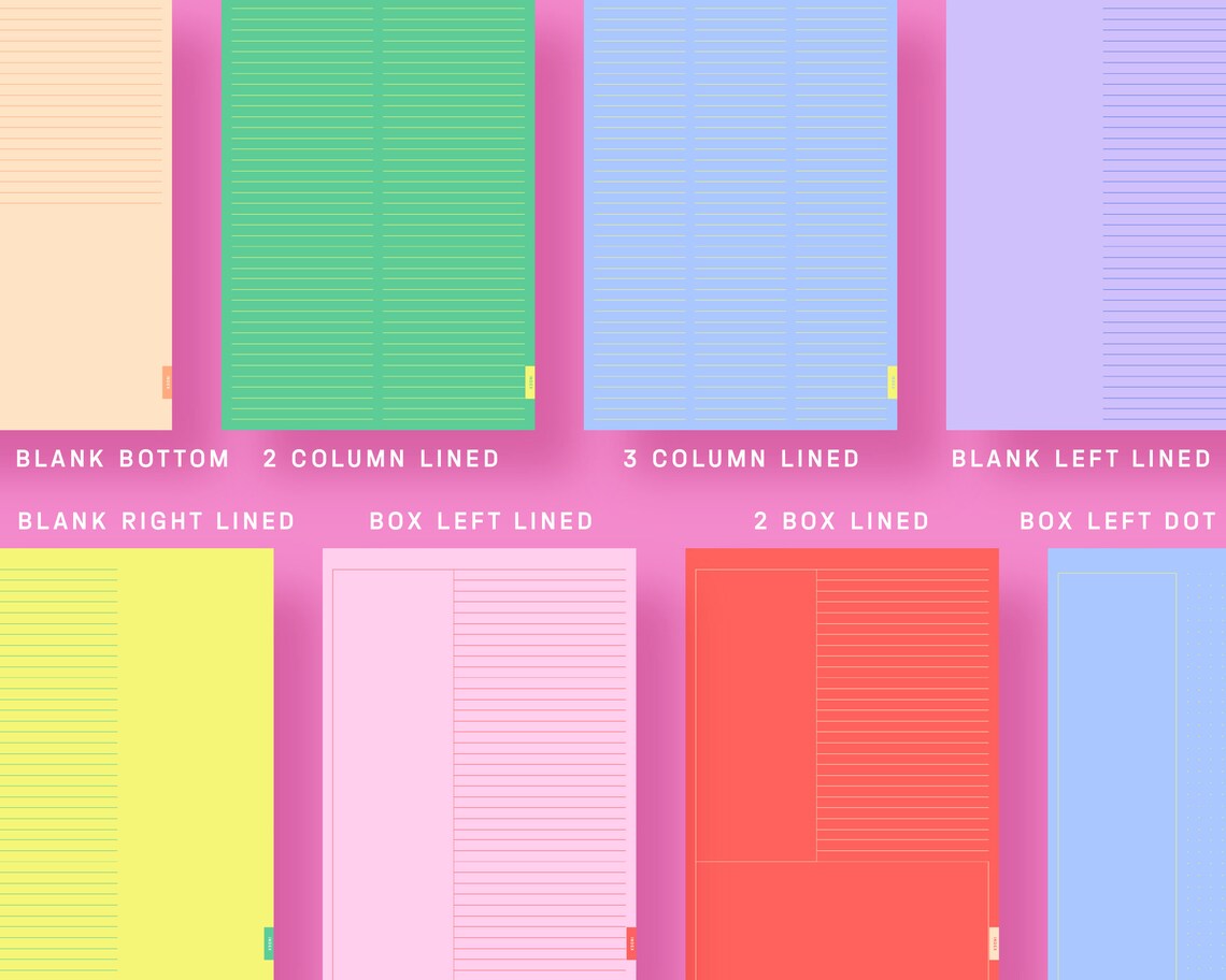 Bright Colorful Digital Notebook Paper: 20 Styles (digital Download) - Etsy