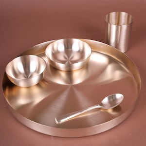 Pure Kansa Luxury Dinner Set,bronze Kansa Thali Dinner Set,6 Pes Kansa ...