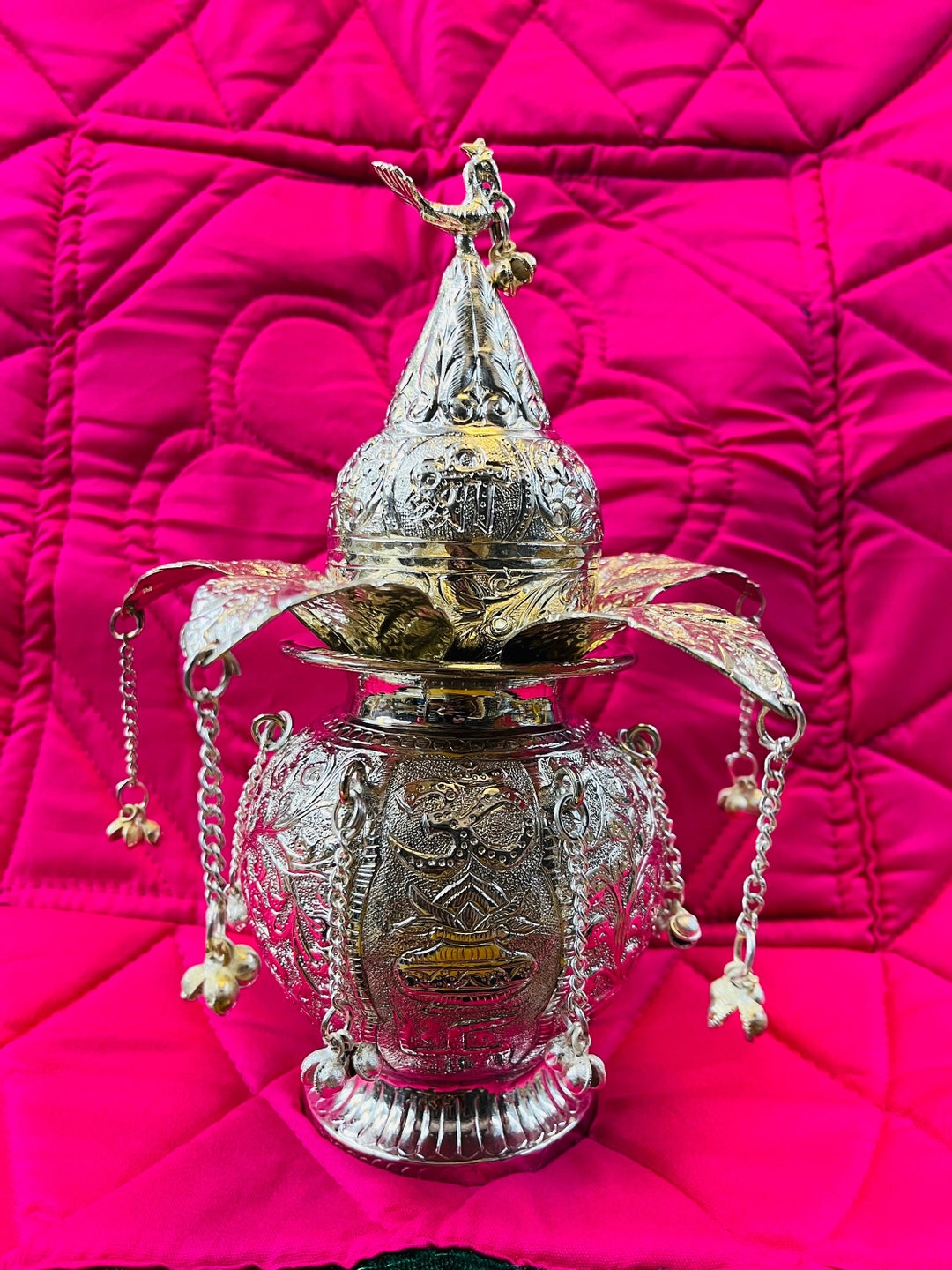 Religious Puja Gifts Ashtalakshmi Mangal Kalash With Panch Patra,silver ...