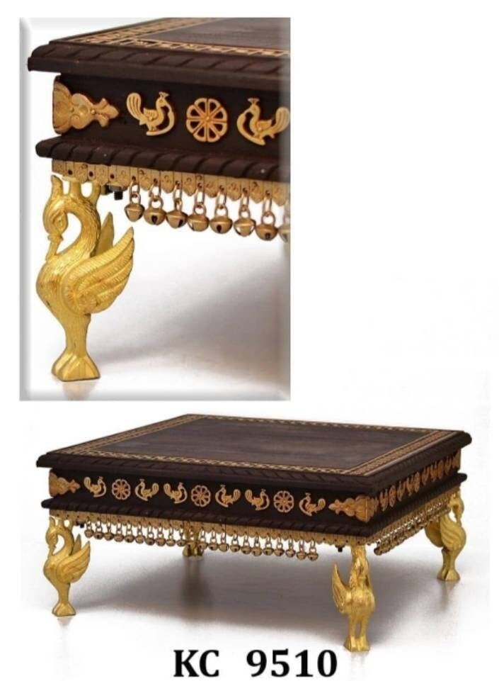 Square Chowki in Brass Elephant Legs,small Brass Pooja Stool for Home ...
