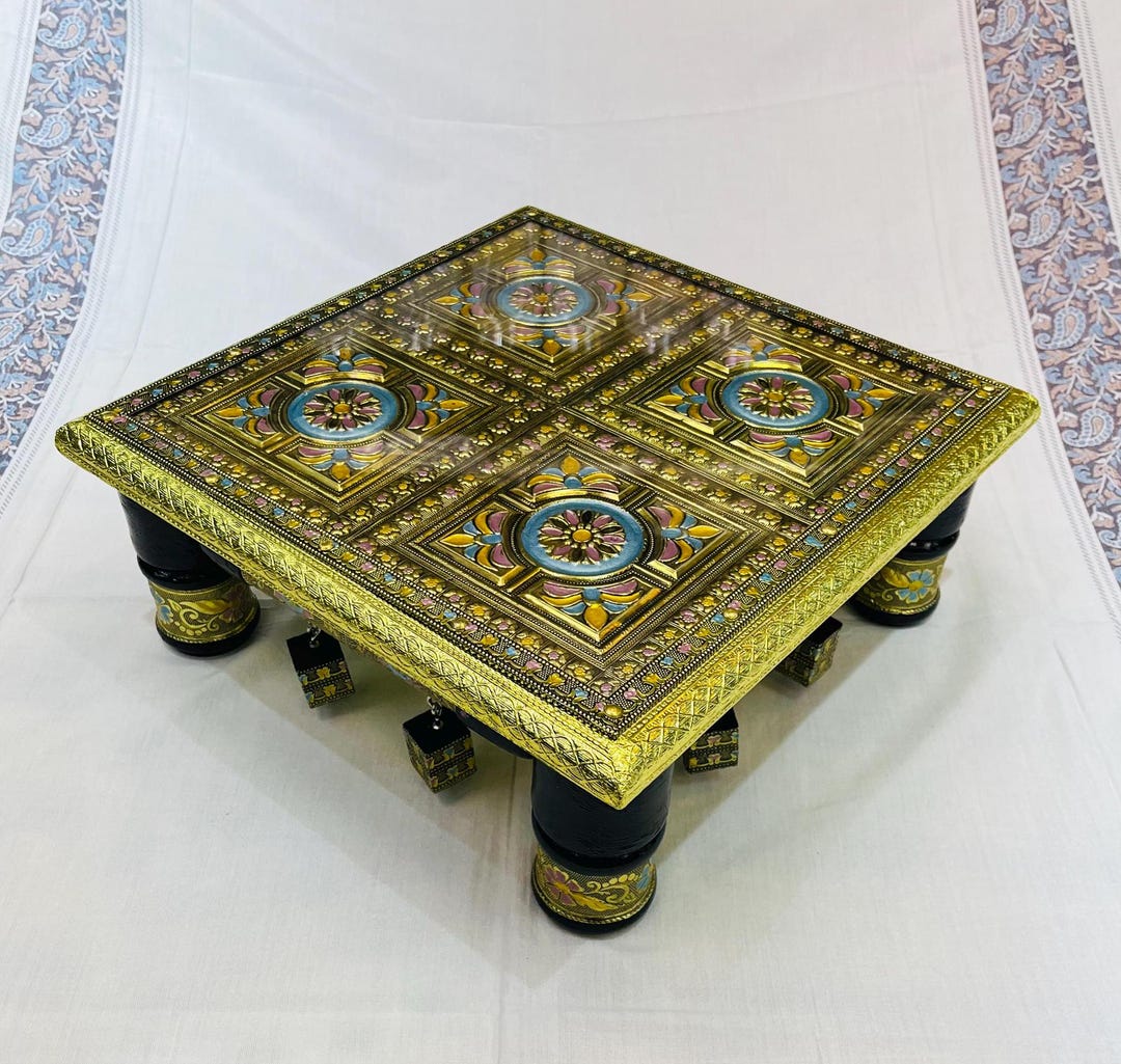 Indian Traditional Bajot Chowki for Pooja God Sitting Stool Handmade ...