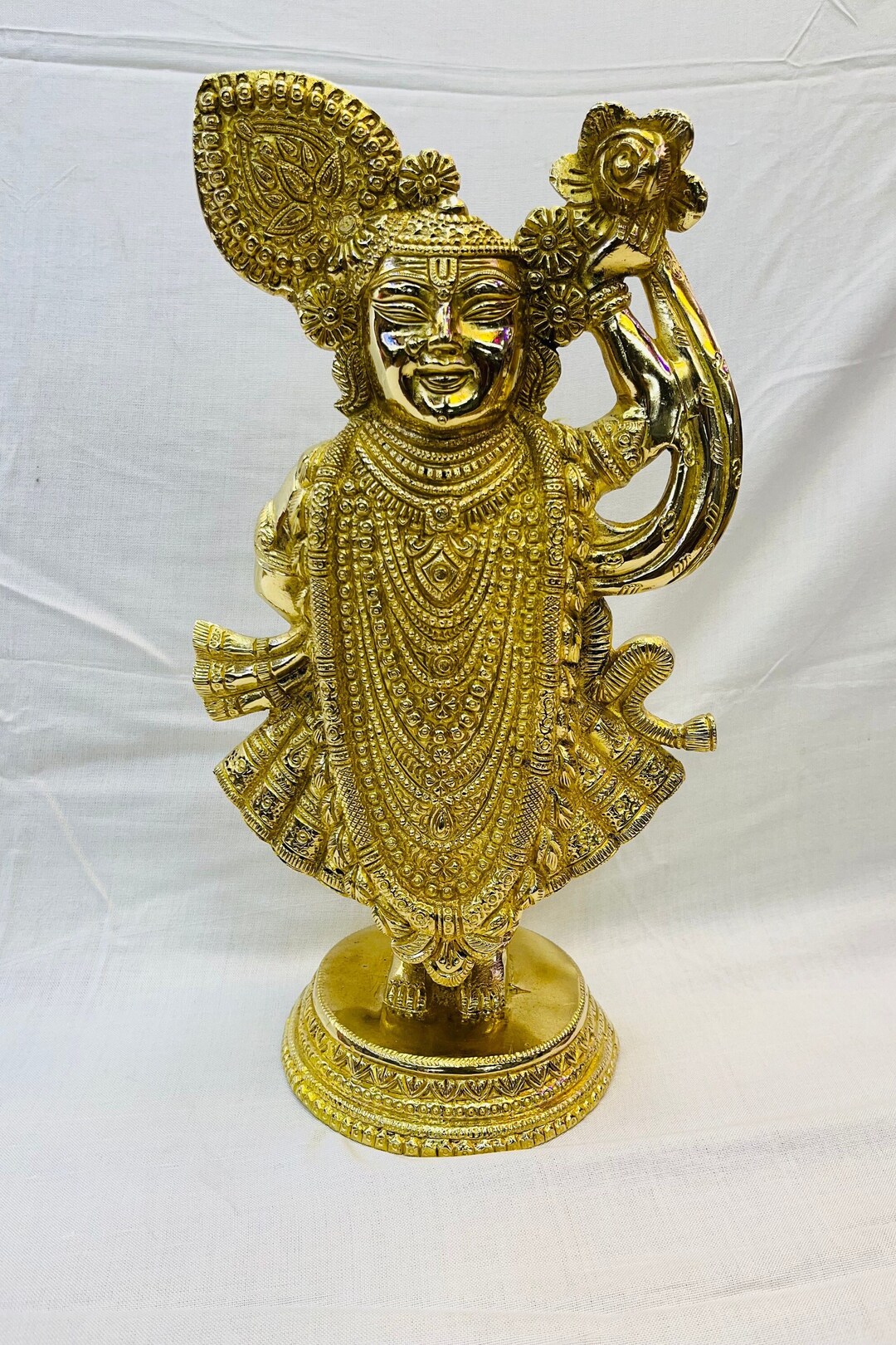 Dwarikadhish Brass Shreenath Ji/krishna Statue Brass Statues 15 Inch ...