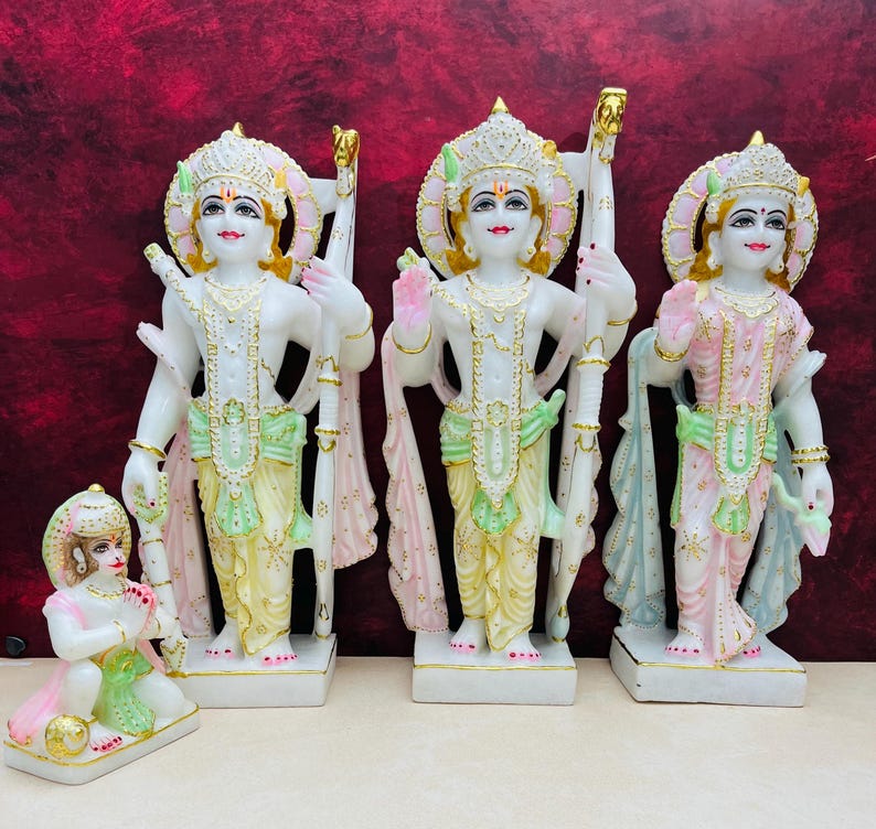 Handmade Marble Ram Darbar Statue | Hindu God Idol, Home Temple Decor ...