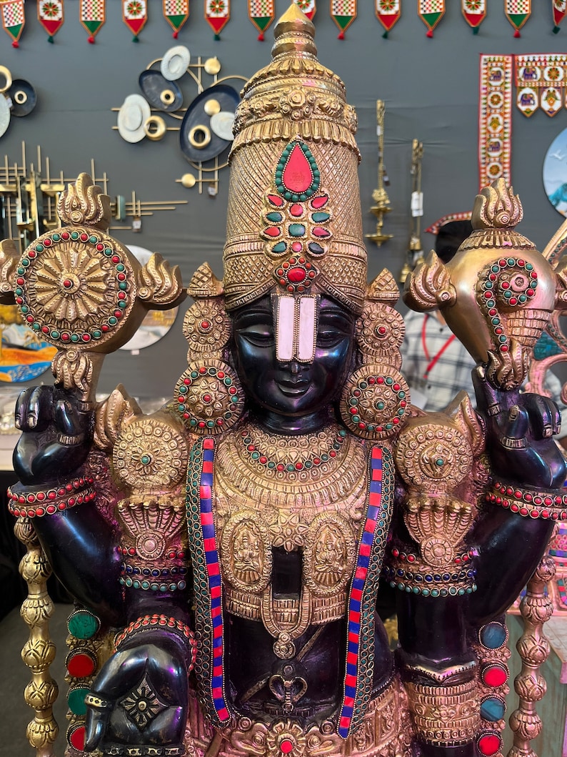 Large Brass Tirupati Balaji Statue, Hindu God Venkateswara, Indian Art ...