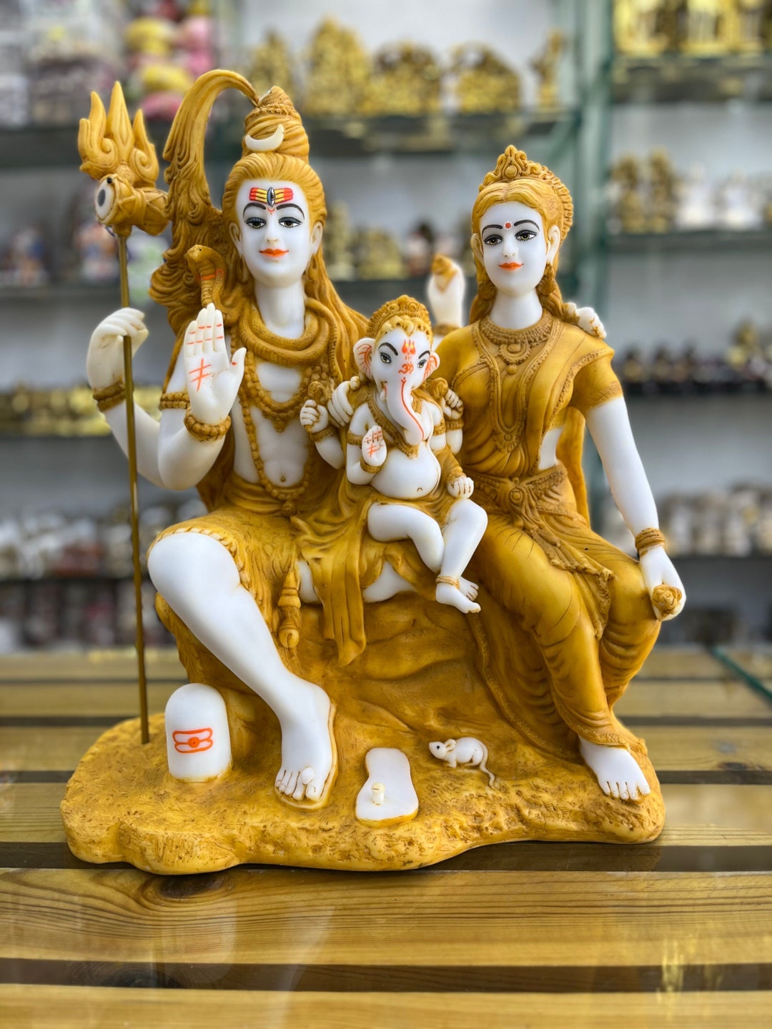 Shiv Parivar Statue, 20 Inch Cultured Marble Hand Painted Shiva Family ...