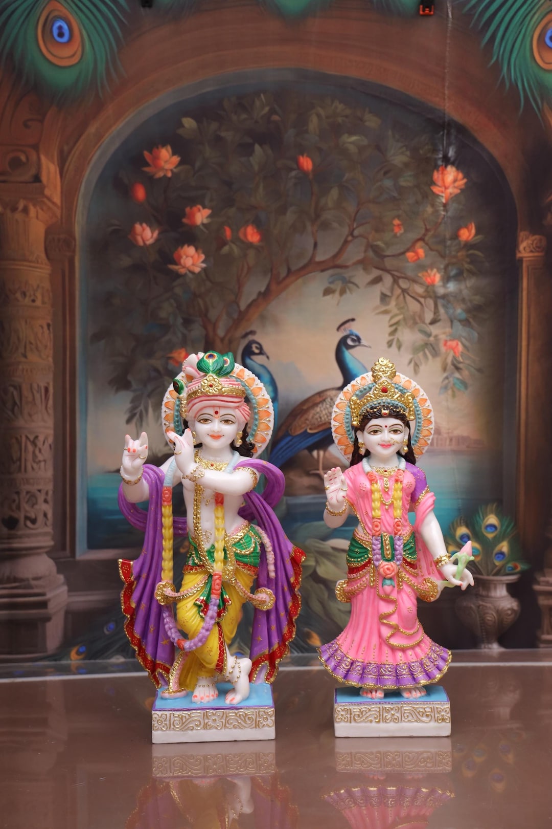 Radha Krishna Statue 12”, Radha Krishna Moorti for Home, Colored Radha ...