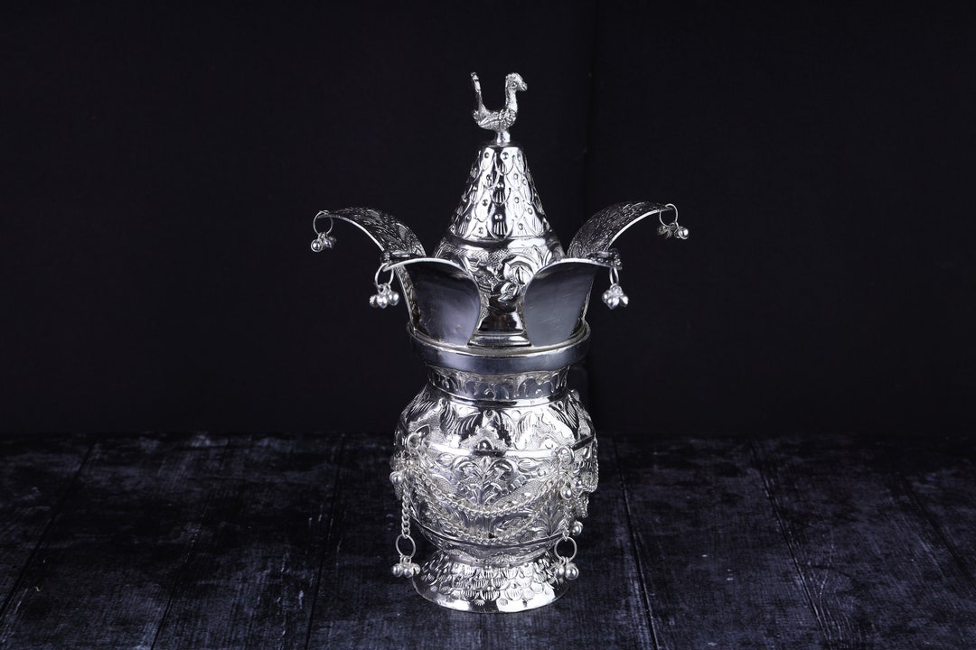 Silver Color Mangal Kalash Set, Loti With Coconut - Etsy
