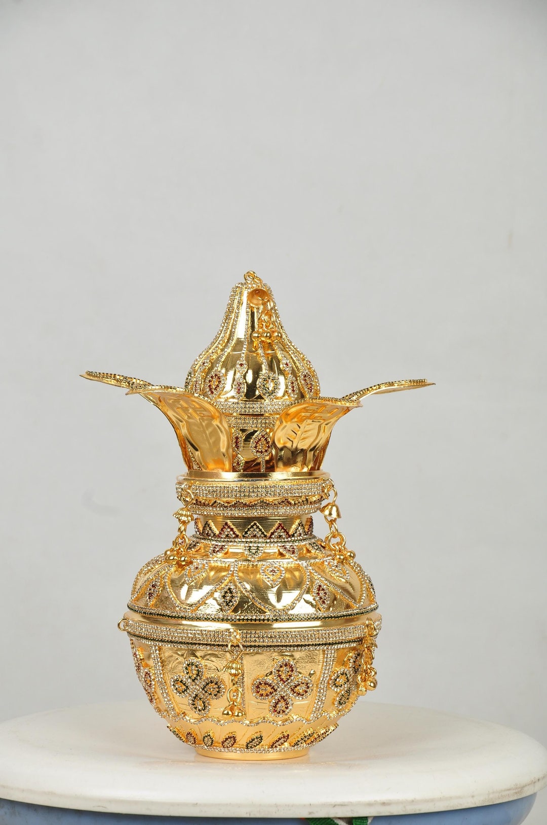 Pure Brass Ganesha Laxmi Kalash,brass Kalash,vastu Brass Kalash,brass ...