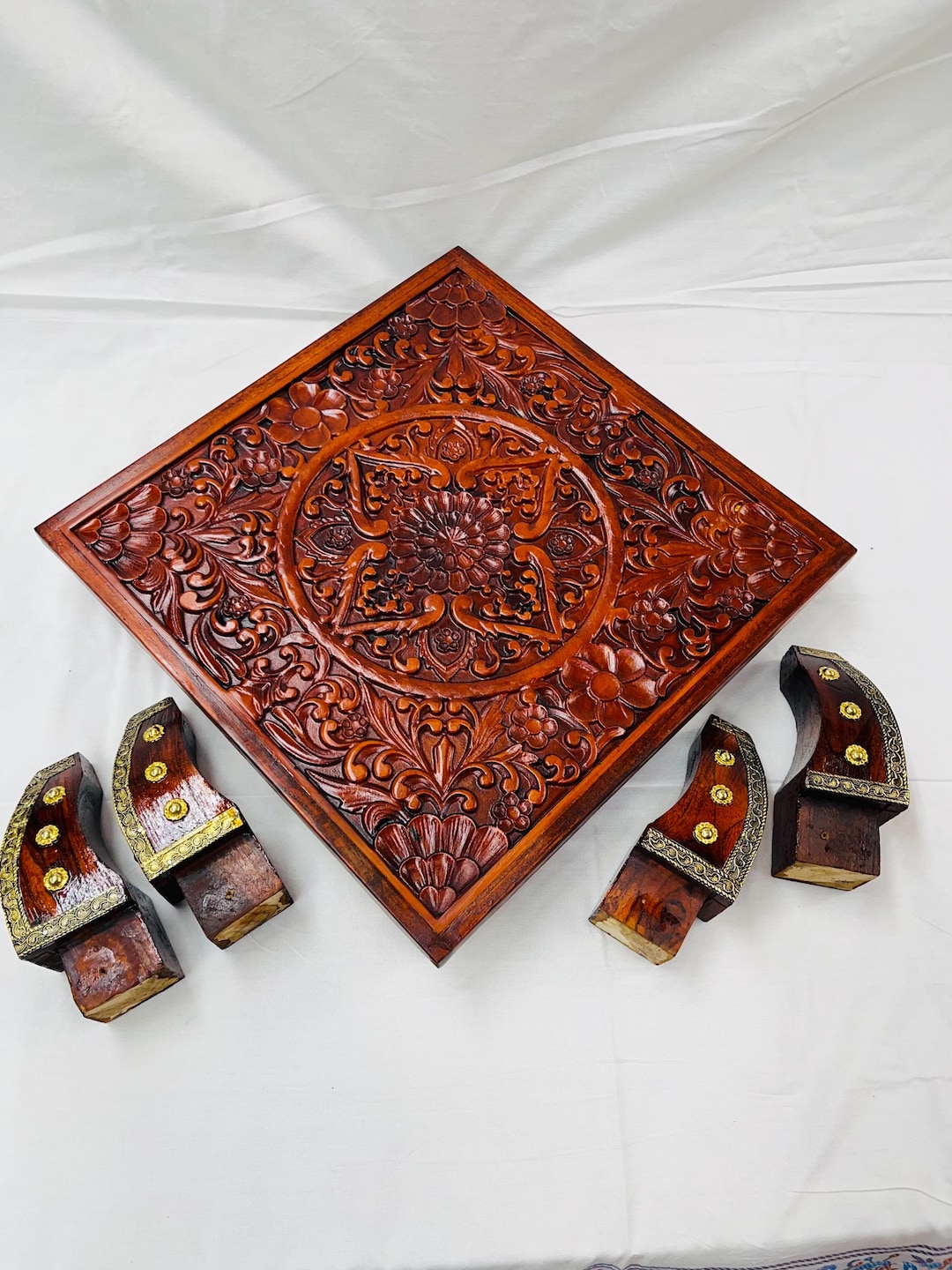 Wooden Indian Chowki Bajot Low Table Handmade Design Bed Table Home ...