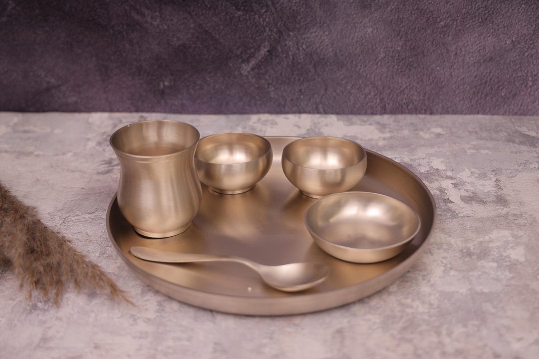 Pure Kansa Luxury Dinner Set,bronze Kansa Thali Dinner Set,6 Pes Kansa ...
