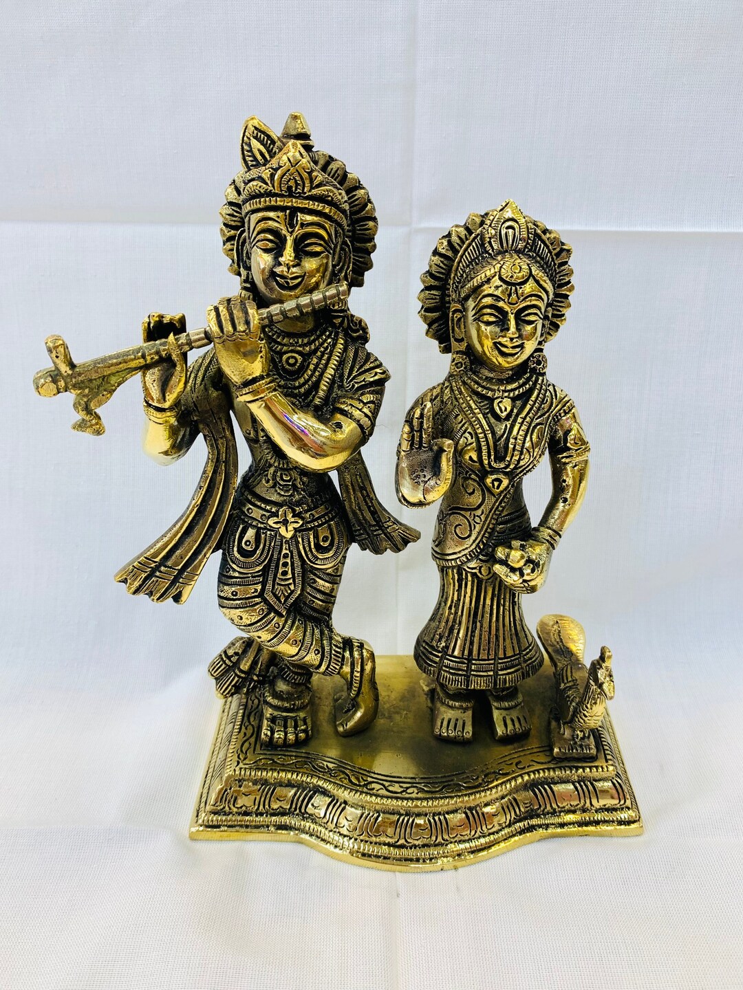 Small Radha Krishna Statue Brasssmall Size Brass Radha - Etsy