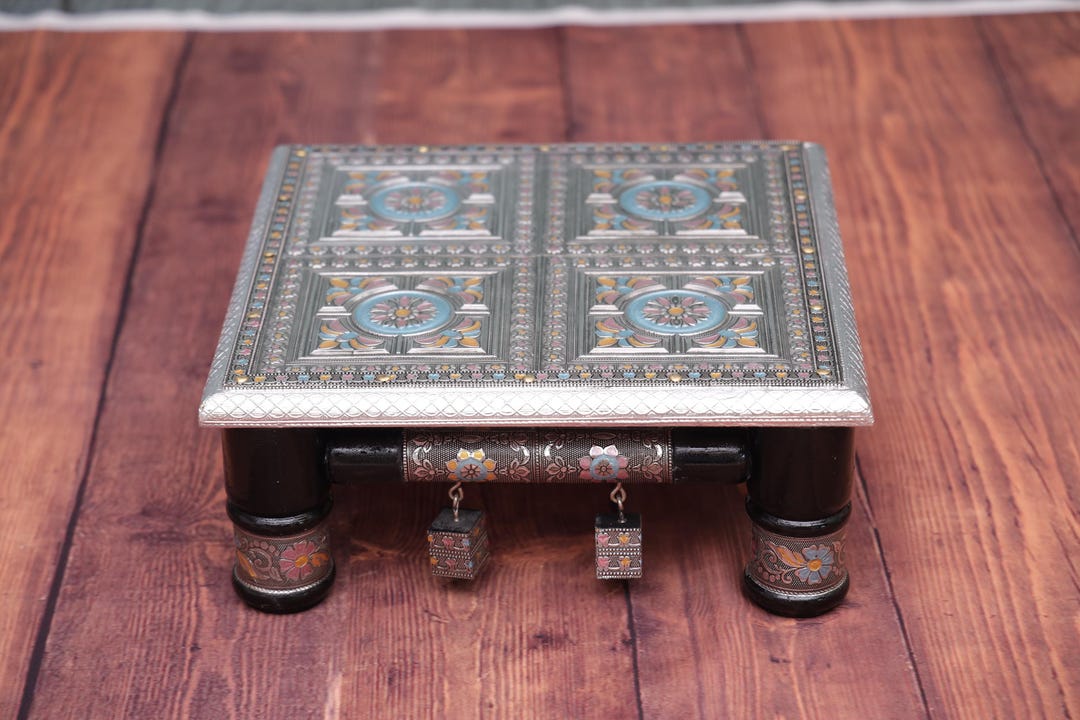 Indian Traditional Bajot Chowki for Pooja God Sitting Stool Handmade ...