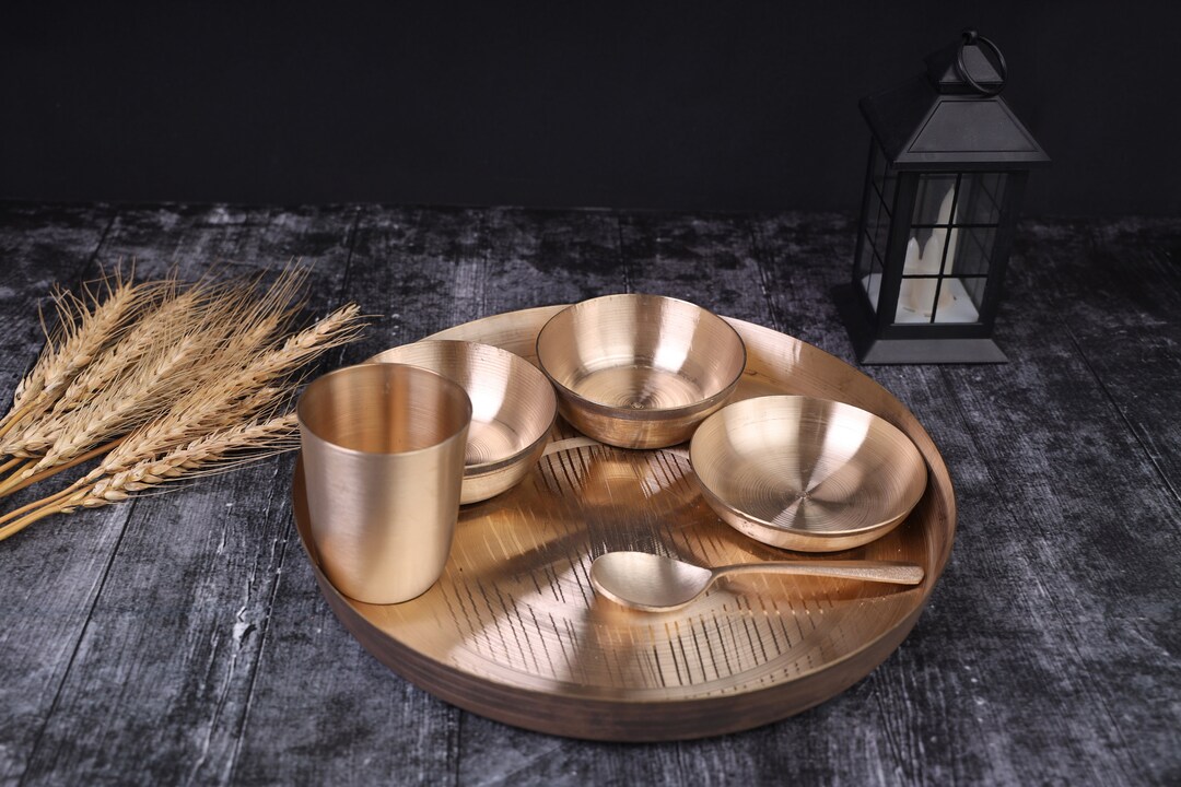 Bronze Dinner Set of 7 With Black Finish – Handcrafted Luxury ...