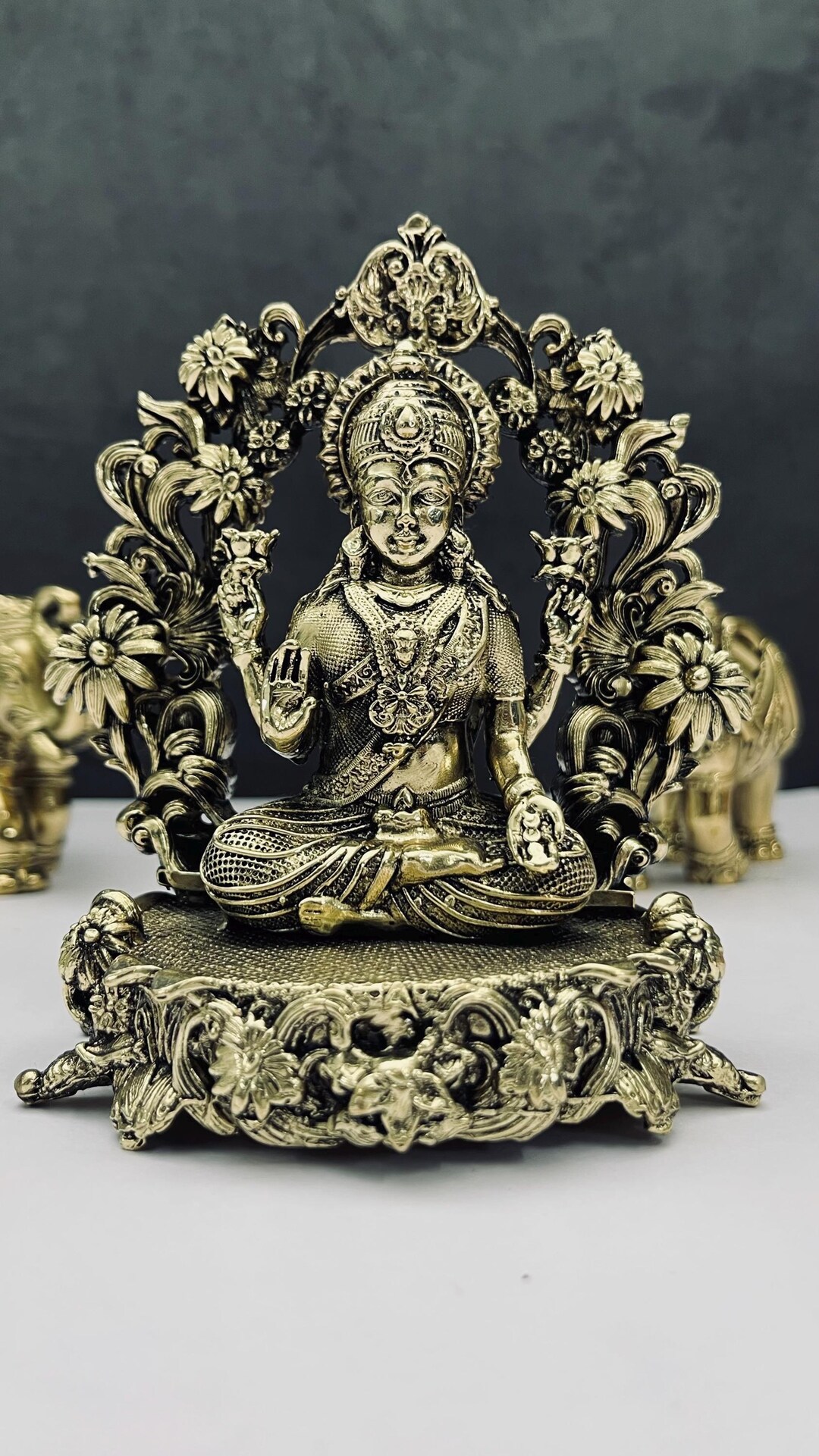 Brass Lakshmi Idol 6 Inch | Super Fine Polish Goddess Lakshmi Murti ...