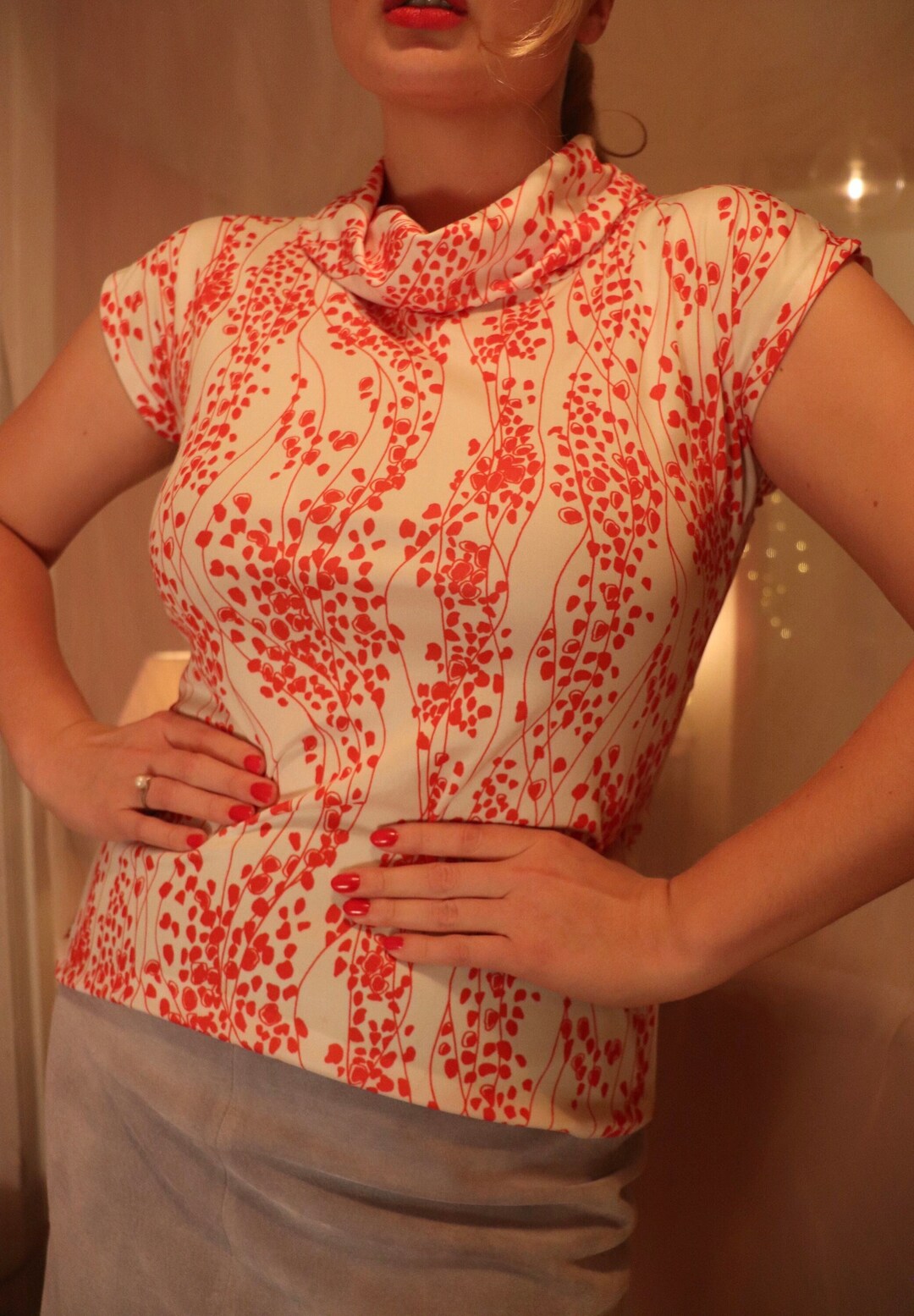 60s Turtleneck Blouse - Etsy