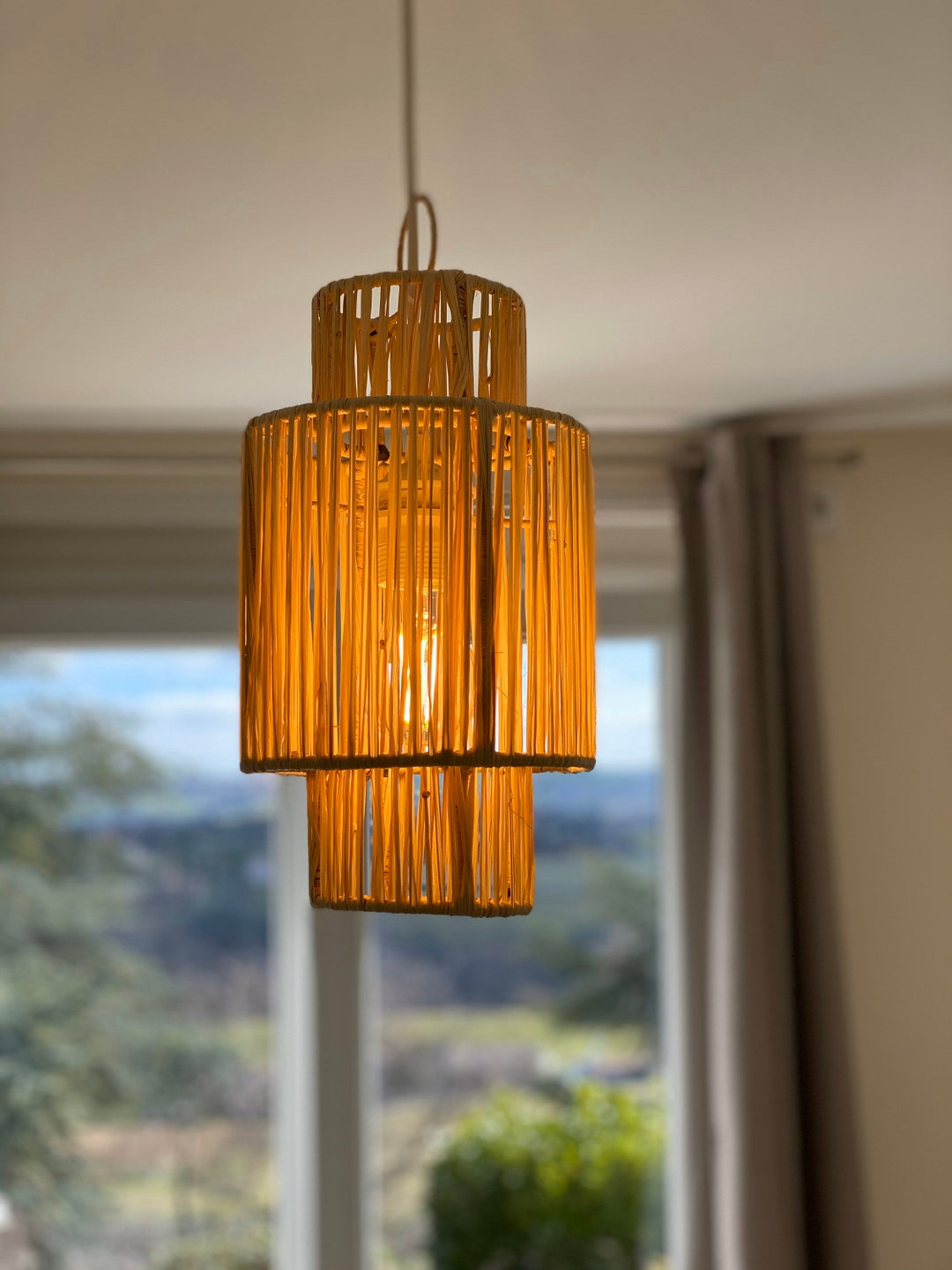 Light Suspension in Tense Rafia - Etsy