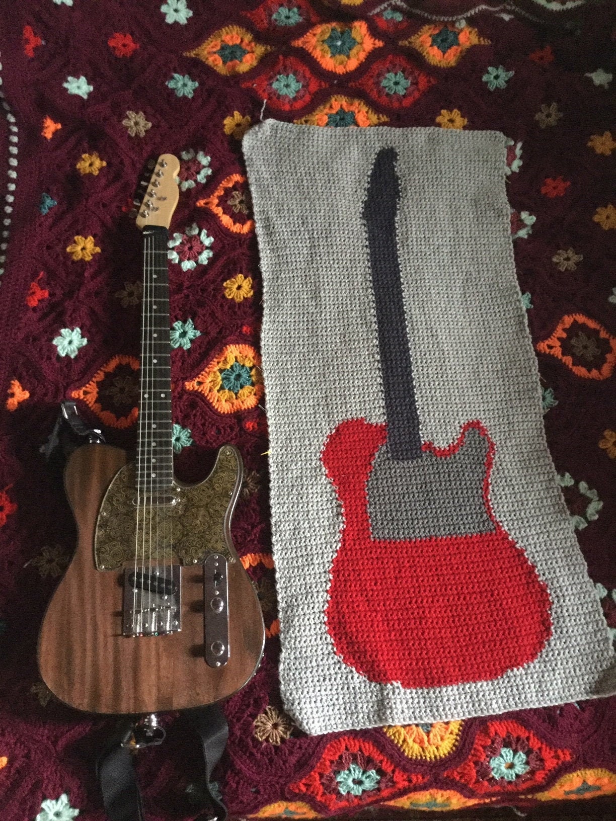 Guitar Telecaster Crochet Graphgan Pattern Single Crochet Chart and ...