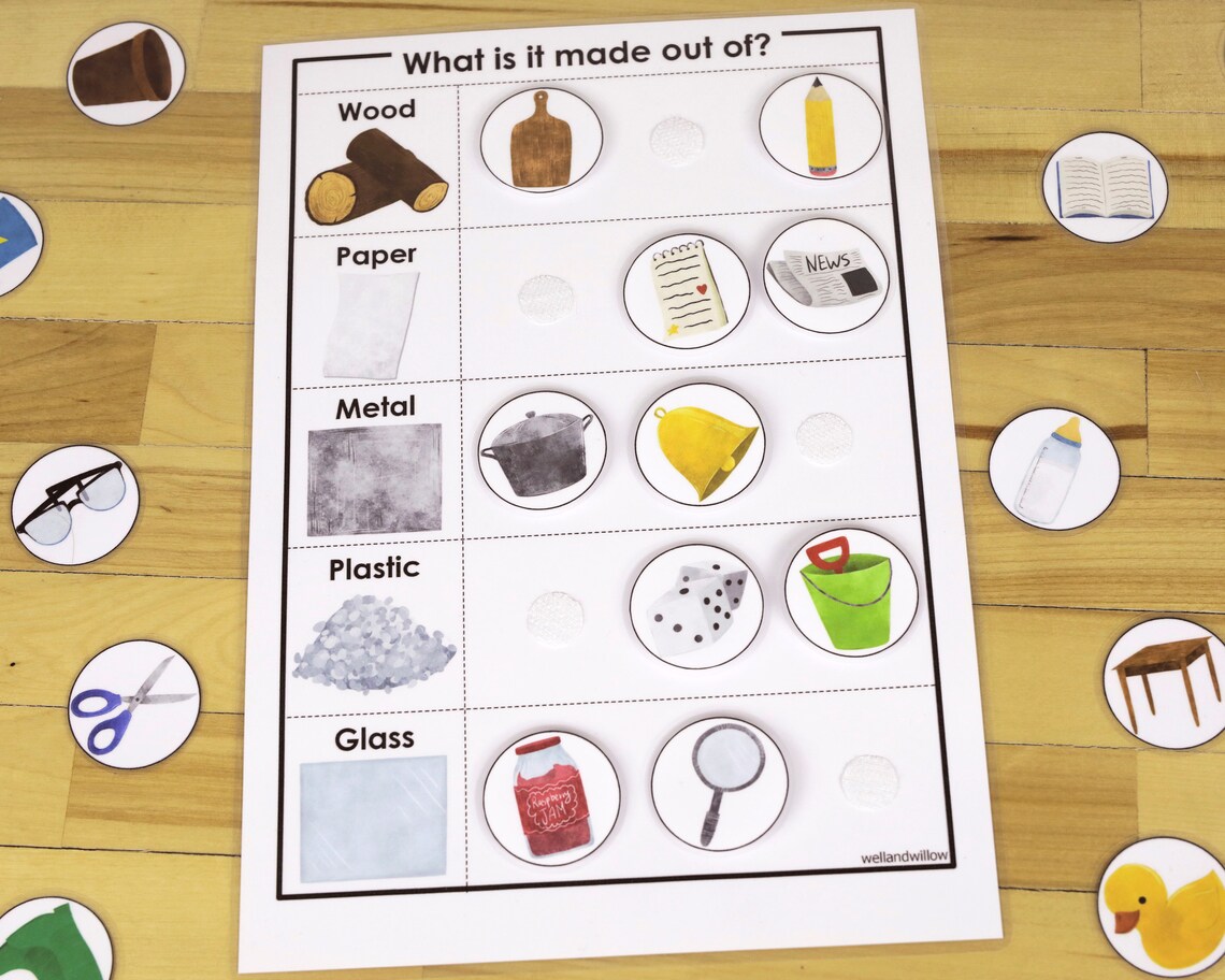 Material Sorting Activity Preschool Homeschool Printable | Etsy Material Sorting Activity Preschool Homeschool Printable | Etsy