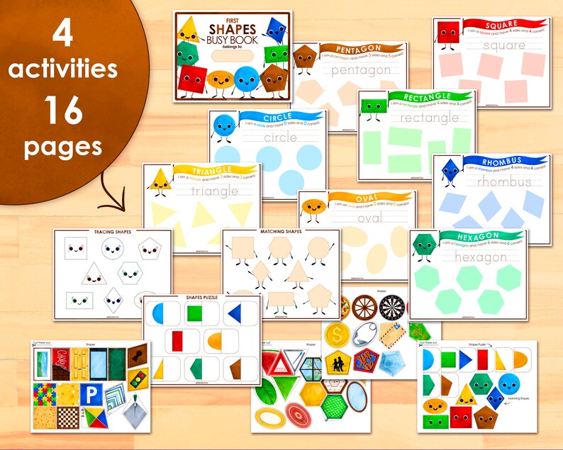 Shapes Busy Book Printable Toddler Busy Binder Homeschool | Etsy