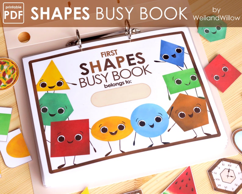 Shapes Busy Book Printable Toddler Busy Binder Homeschool | Etsy