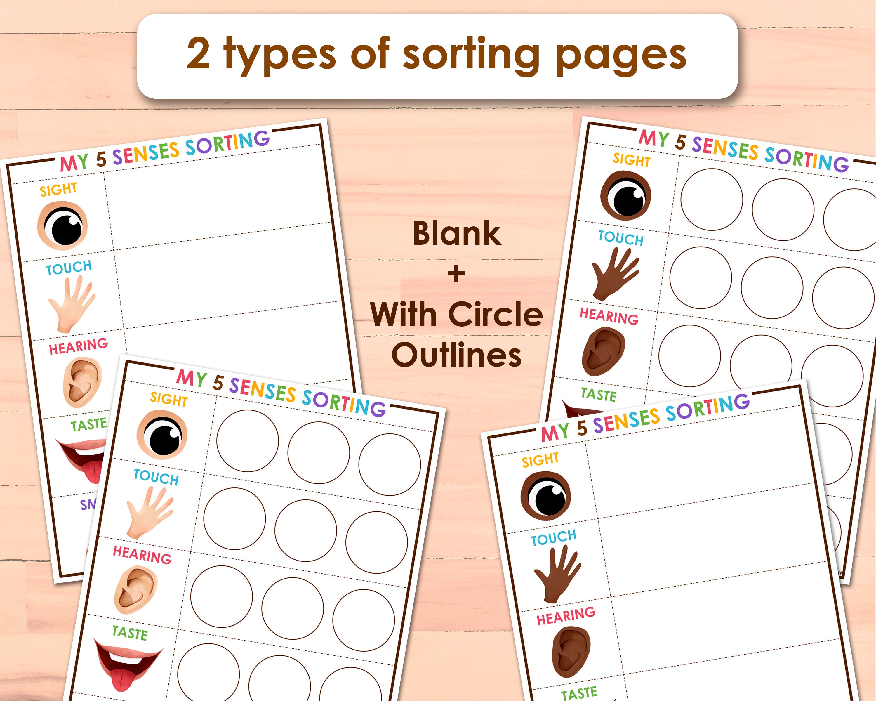 My 5 Senses Sorting Game Preschool Printable Busy Book | Etsy