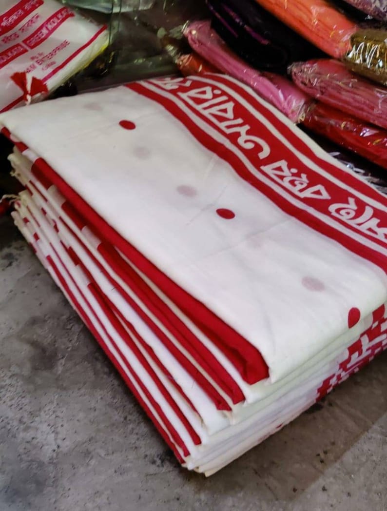 Bengal's Popular White and Red Puja Special Soft Khadi - Etsy