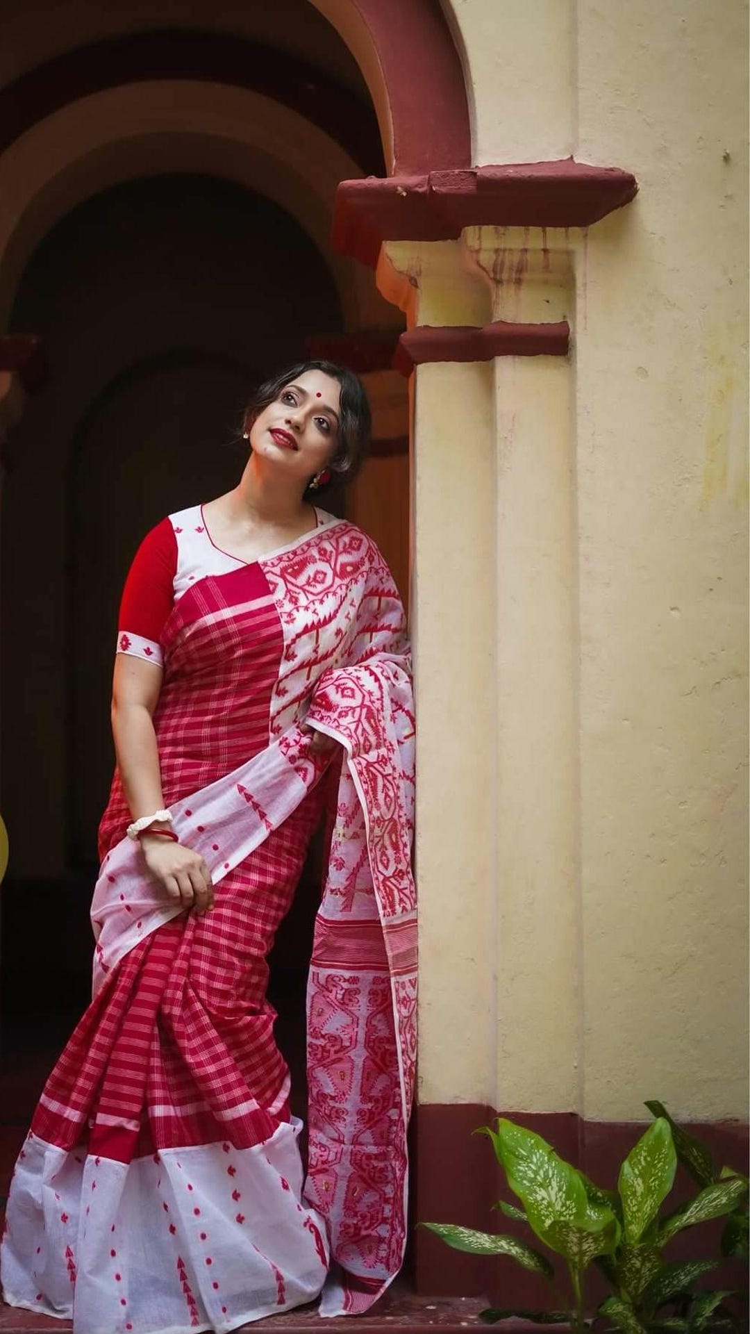 Taditional Gamcha Jamdani Fusion Saree, Soft Bengal Jamdani With Pure ...