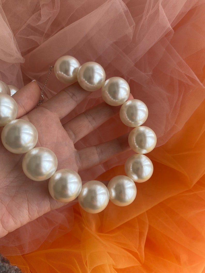 Xlarge Round Pearl Necklace/ XL Ivory Big Pearl Necklace/ Very Large ...