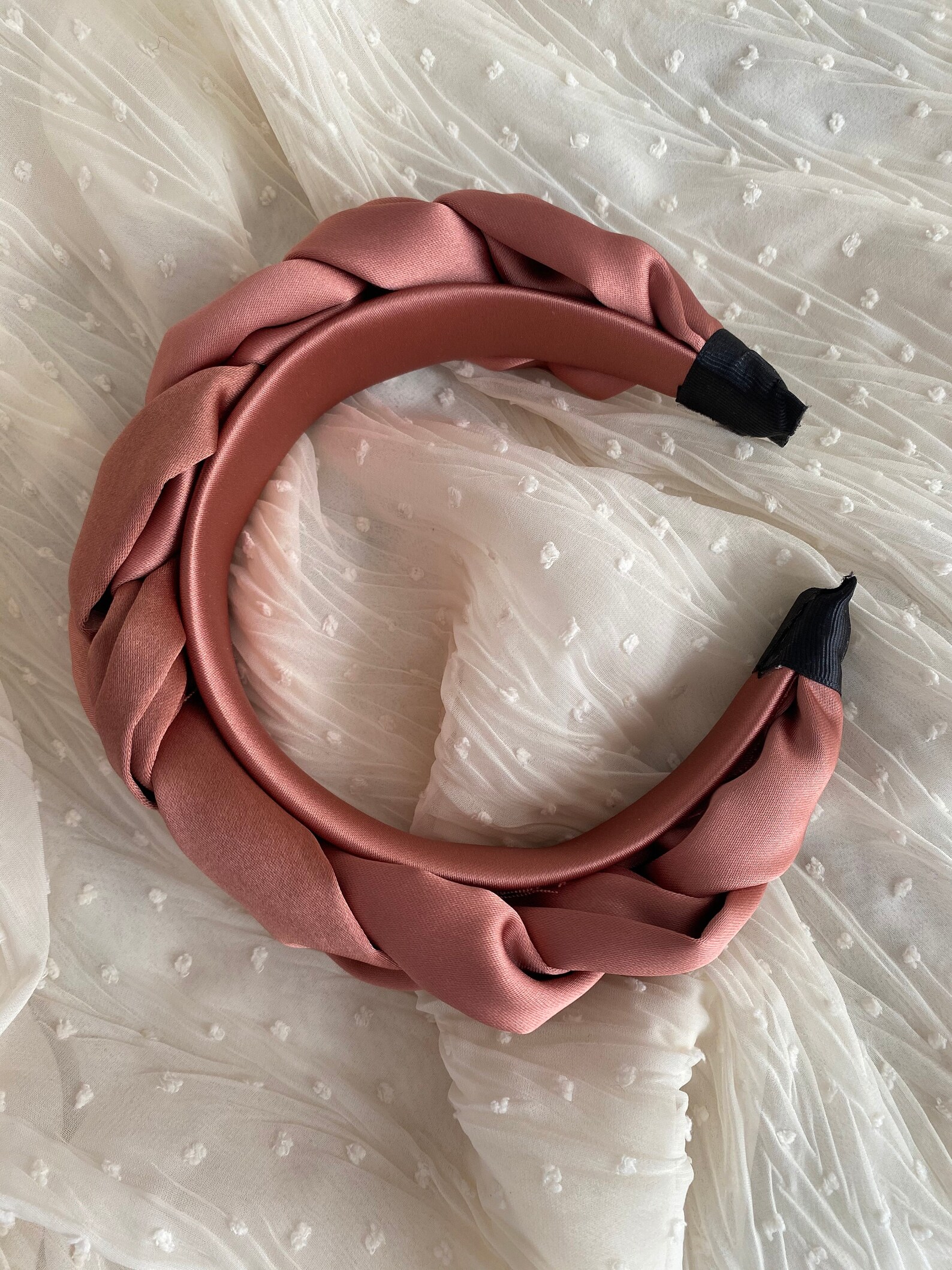 Satin Braided Headband/ Flock Padded Braided Headband/ Satin - Etsy