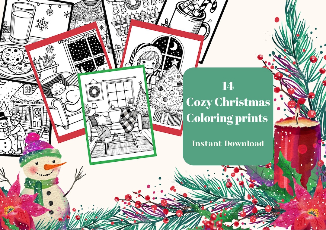 14 Cozy Christmas Coloring Pages Printable Holiday Art for Kids and ...