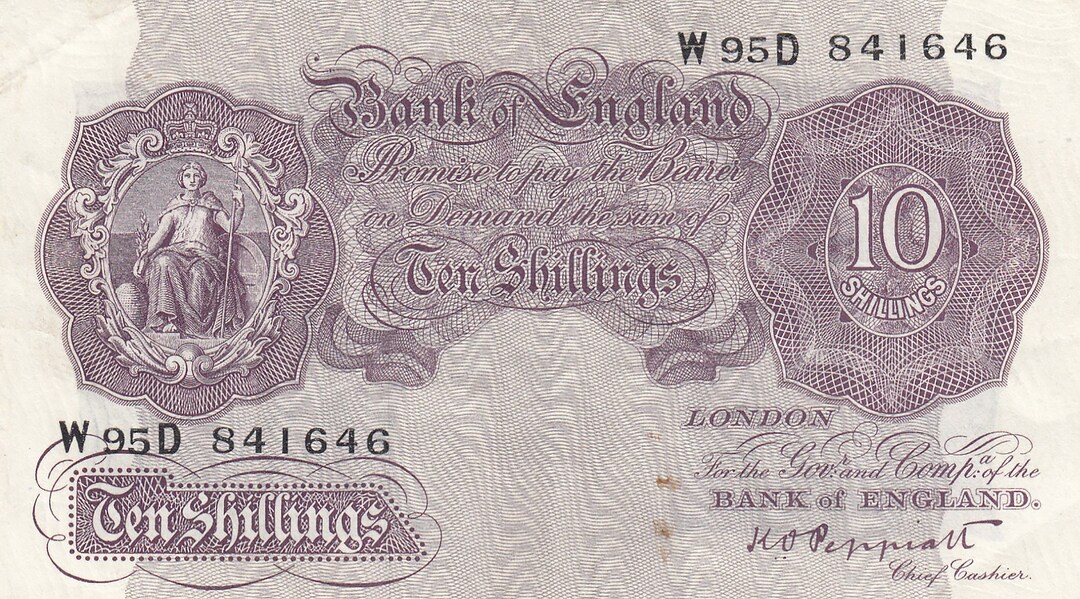10 Shilling Note. K O Peppiatt Emergency Mauve. 1940 - Etsy