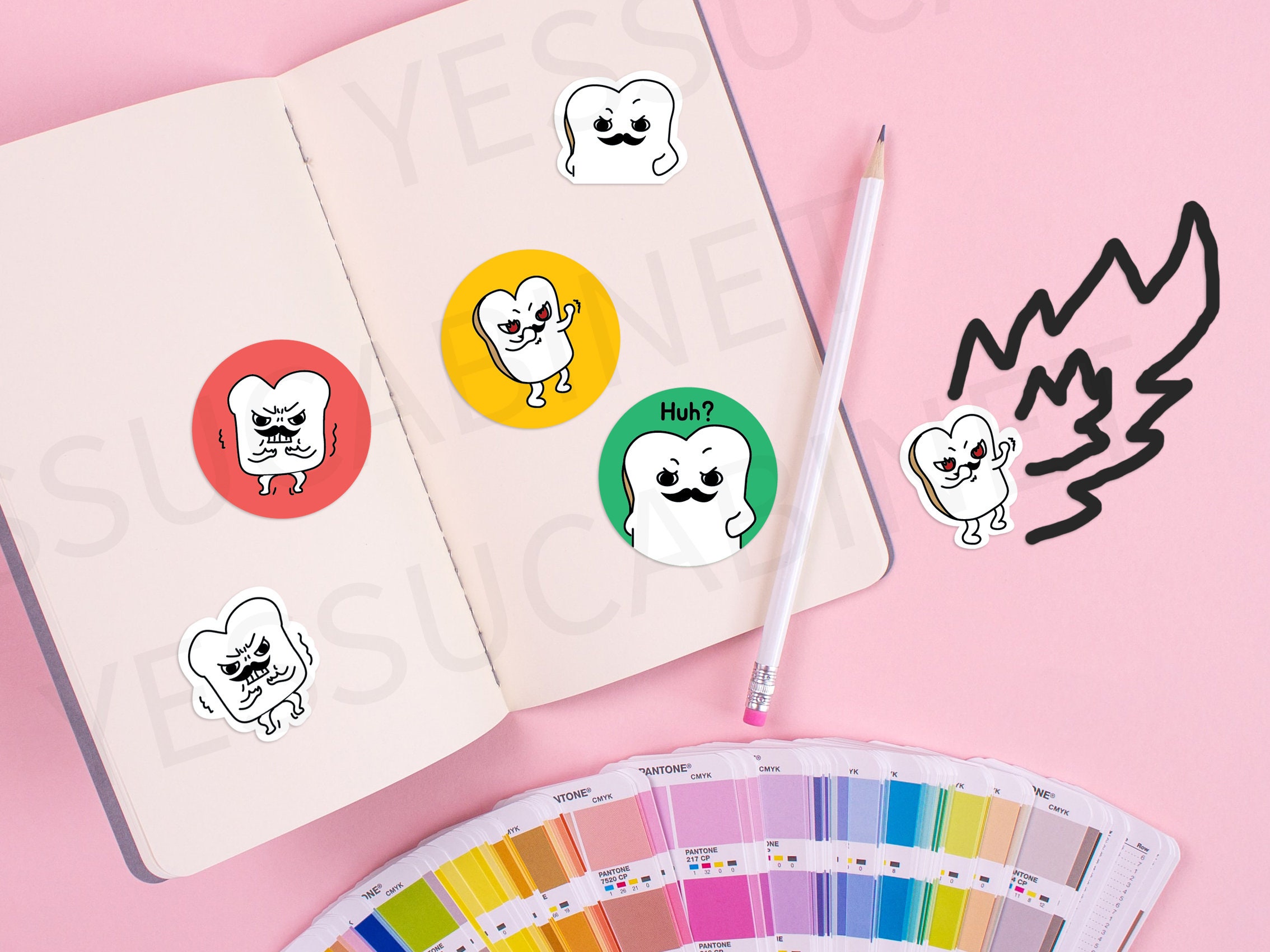 Angry Bread Character Sticker Printable Planner Stickers - Etsy